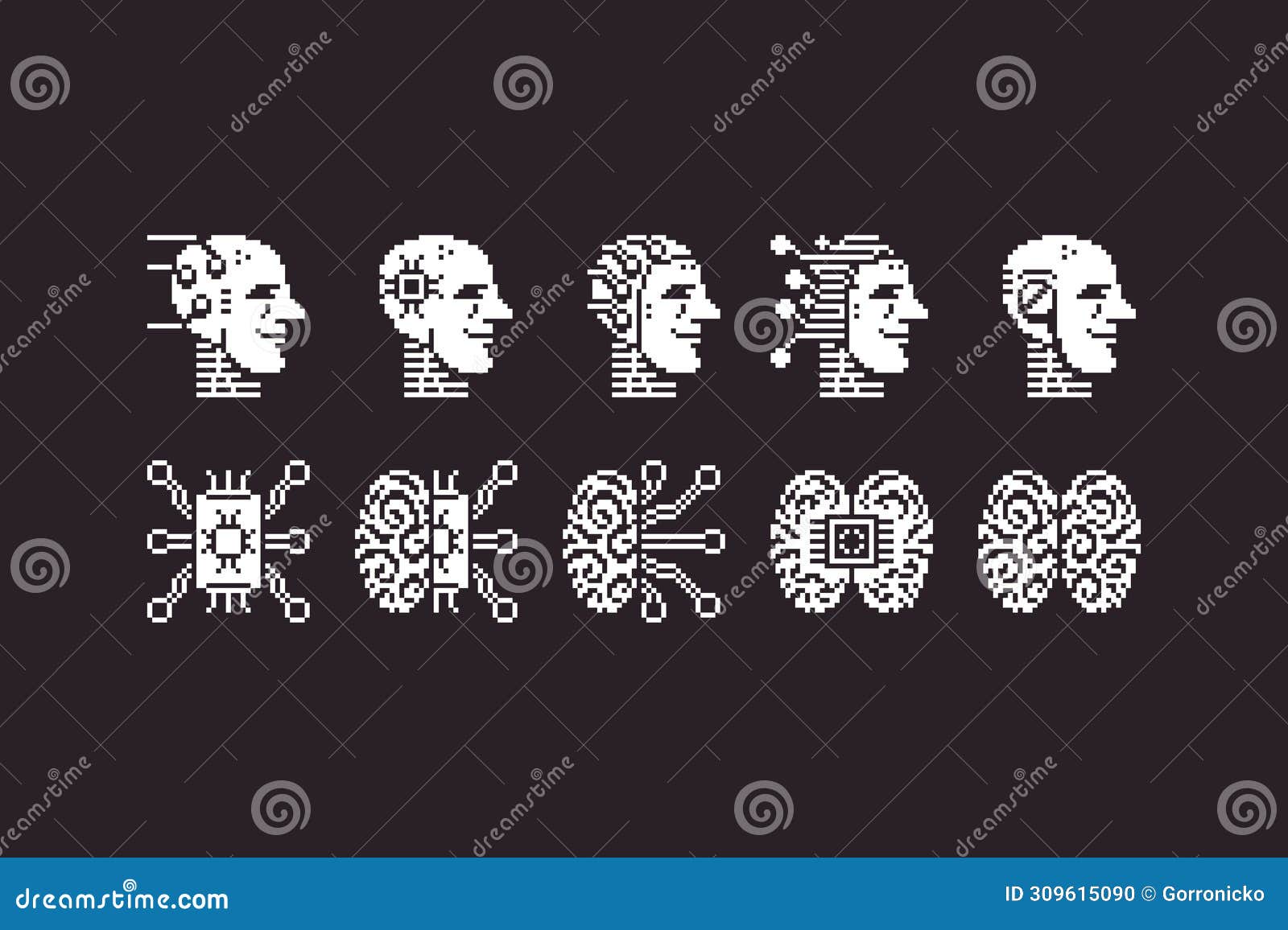 Pixel Art Humanoid AI Robot Banner. Avatar Of Artificial Intelligence ...