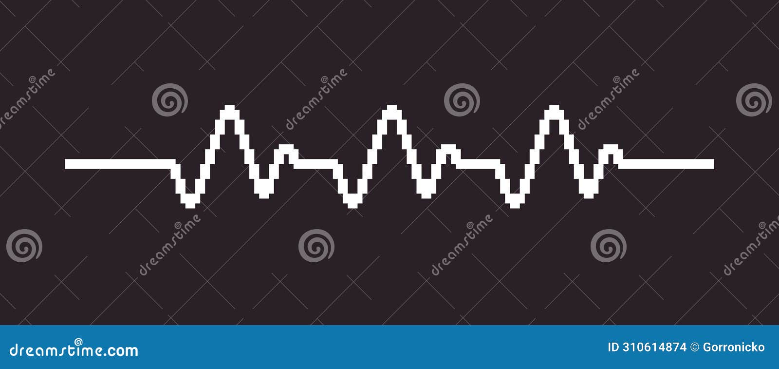 Black and White Simple 1bit Vector Pixel Art of Heartbeat Cardiogram ...