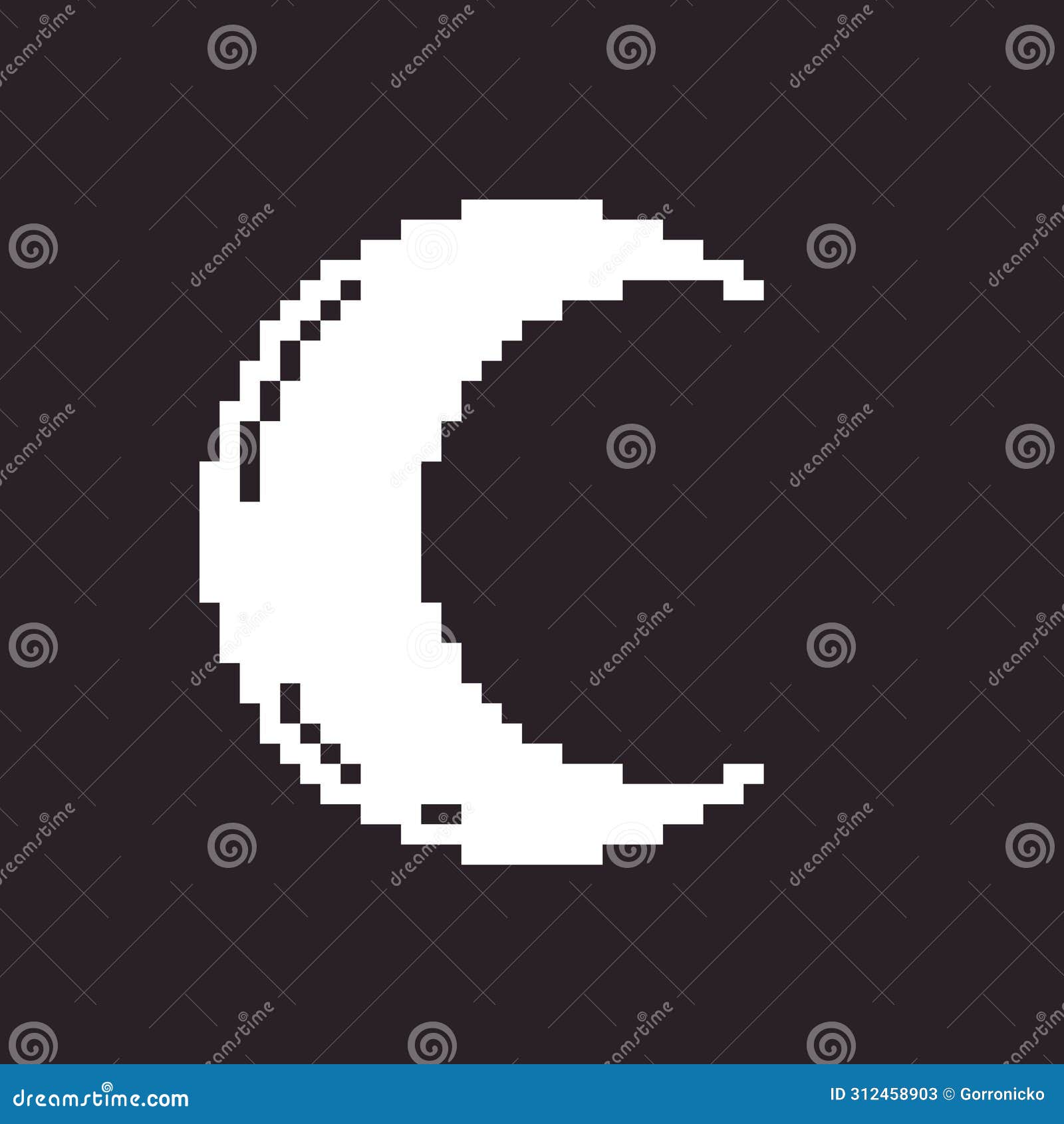 Black and White Simple 1bit Vector Pixel Art Icon of Crescent Moon ... Black and White Simple 1bit Vector Pixel Art Icon of Crescent Moon ...