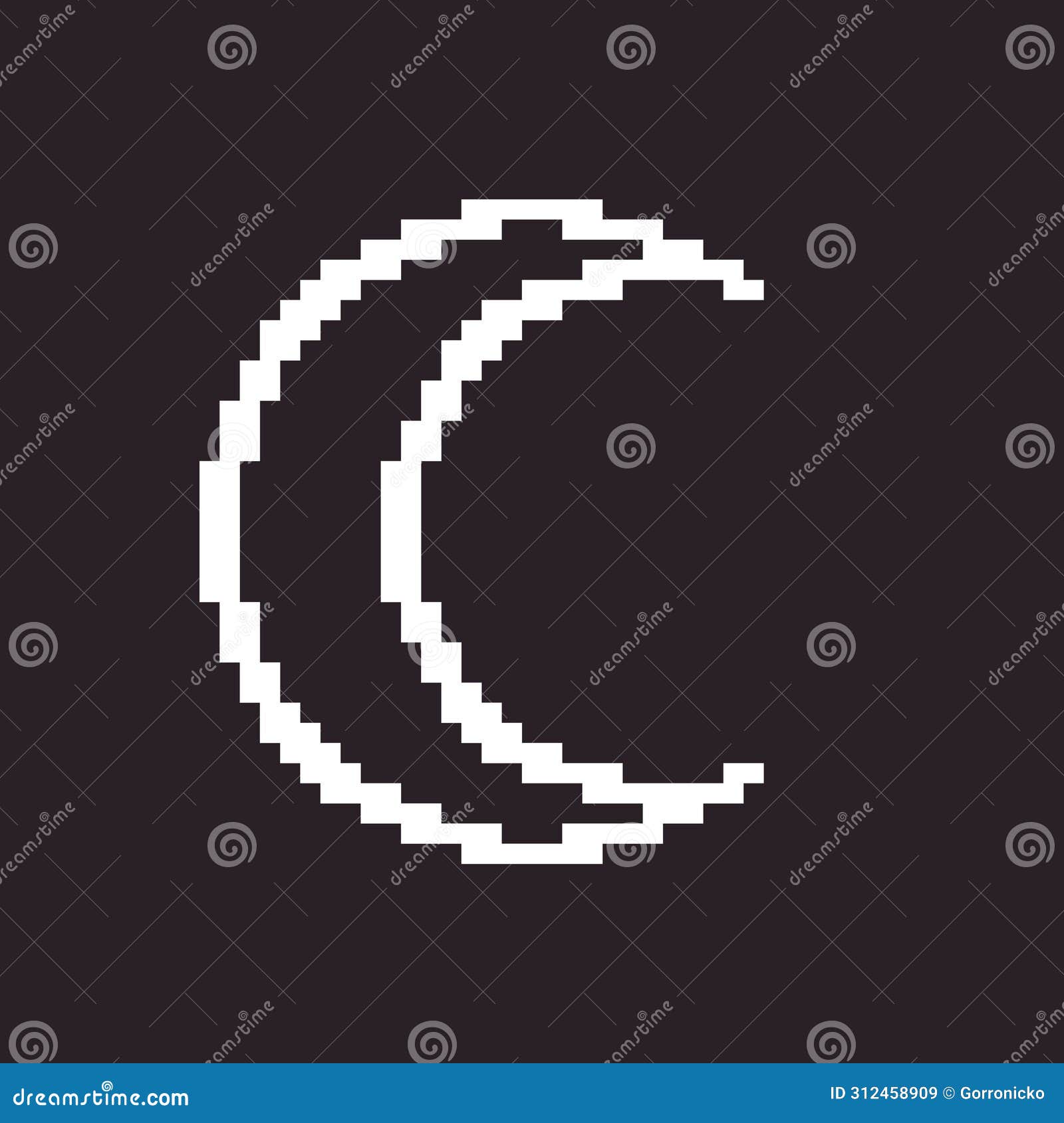 Black and White Simple 1bit Vector Pixel Art Icon of Crescent Moon ... Black and White Simple 1bit Vector Pixel Art Icon of Crescent Moon ...
