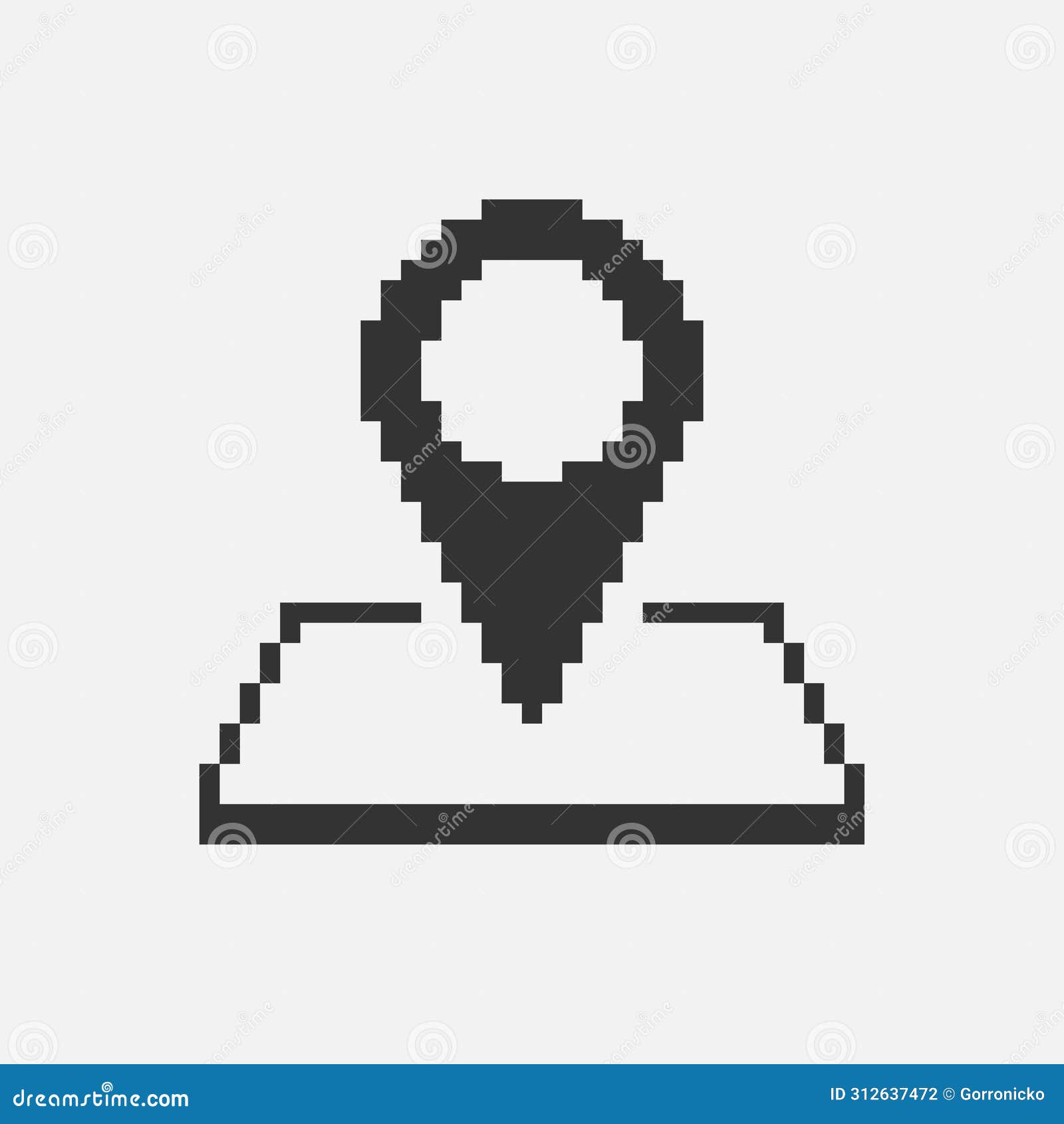 Black and White Simple 1bit Vector Pixel Art Icon of Geolocation Pin on ...