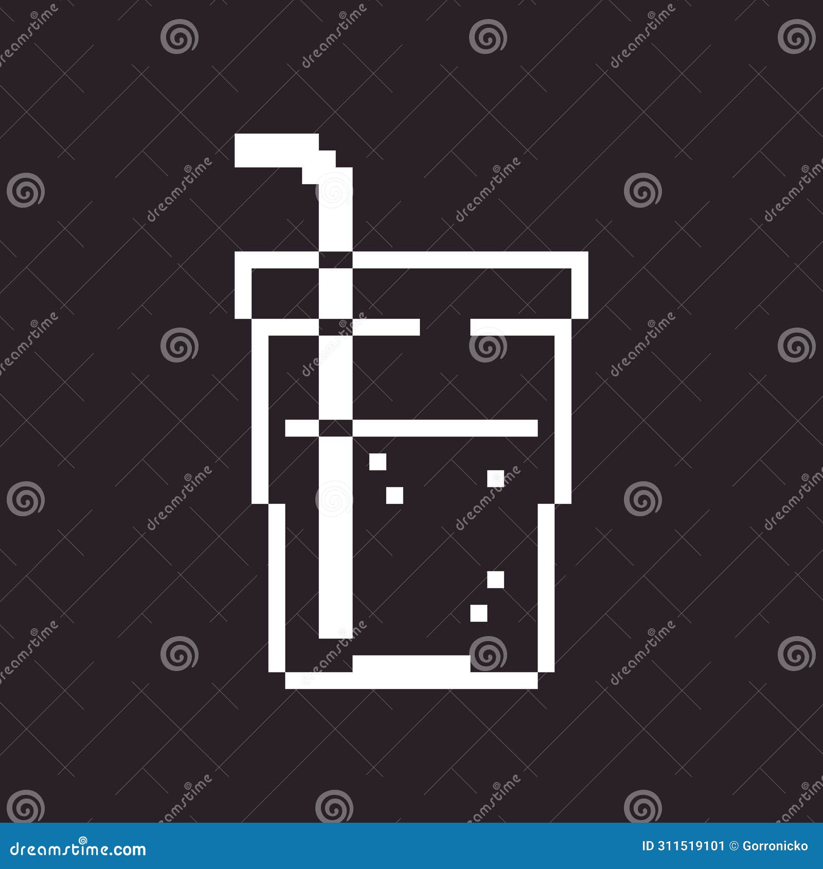 Black and White Simple 1bit Vector Pixel Art Icon of Glass of Cool ... Black and White Simple 1bit Vector Pixel Art Icon of Glass of Cool ...