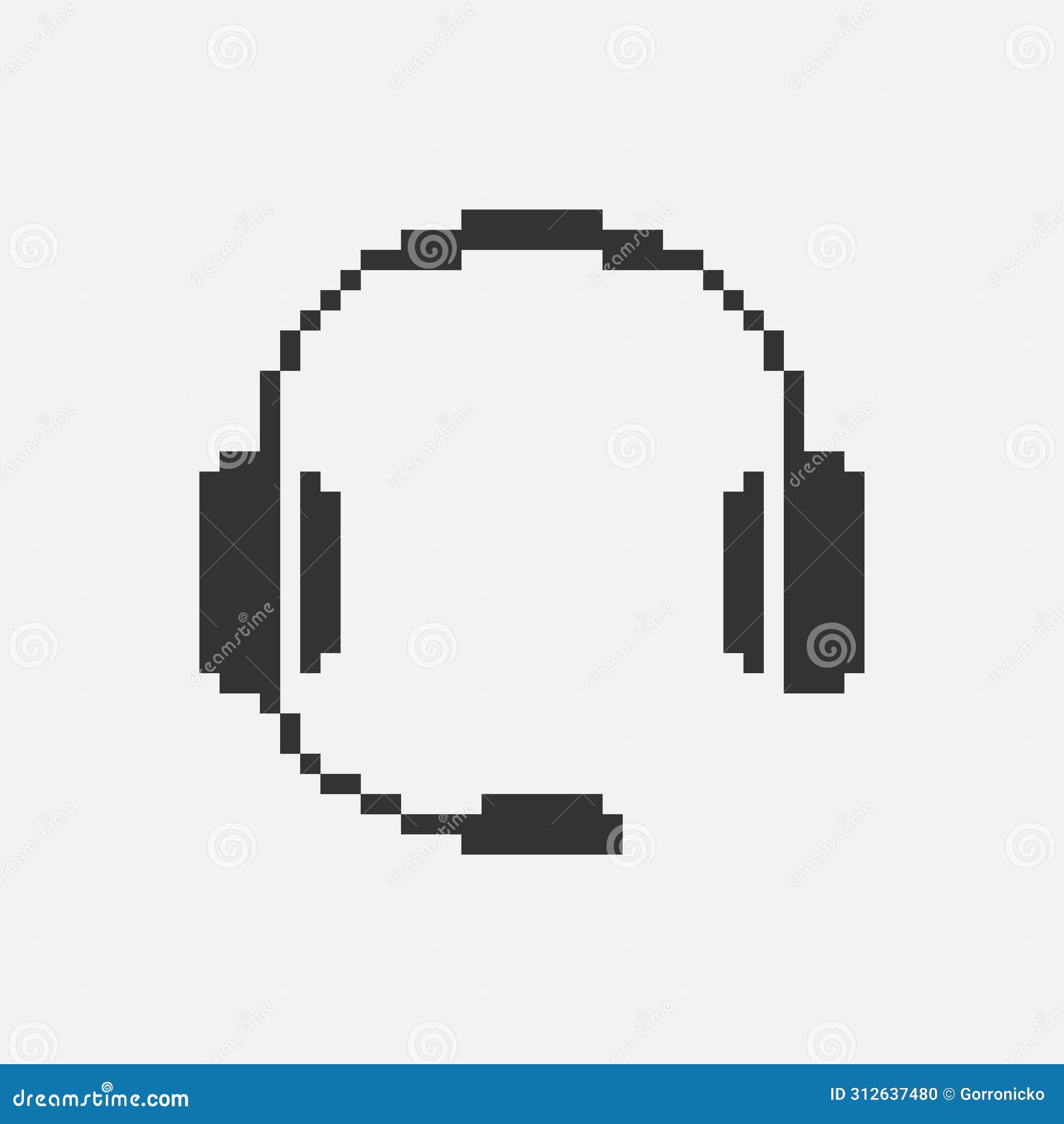 Black and White Simple 1bit Vector Pixel Art Icon of Headphones with ... Black and White Simple 1bit Vector Pixel Art Icon of Headphones with ...