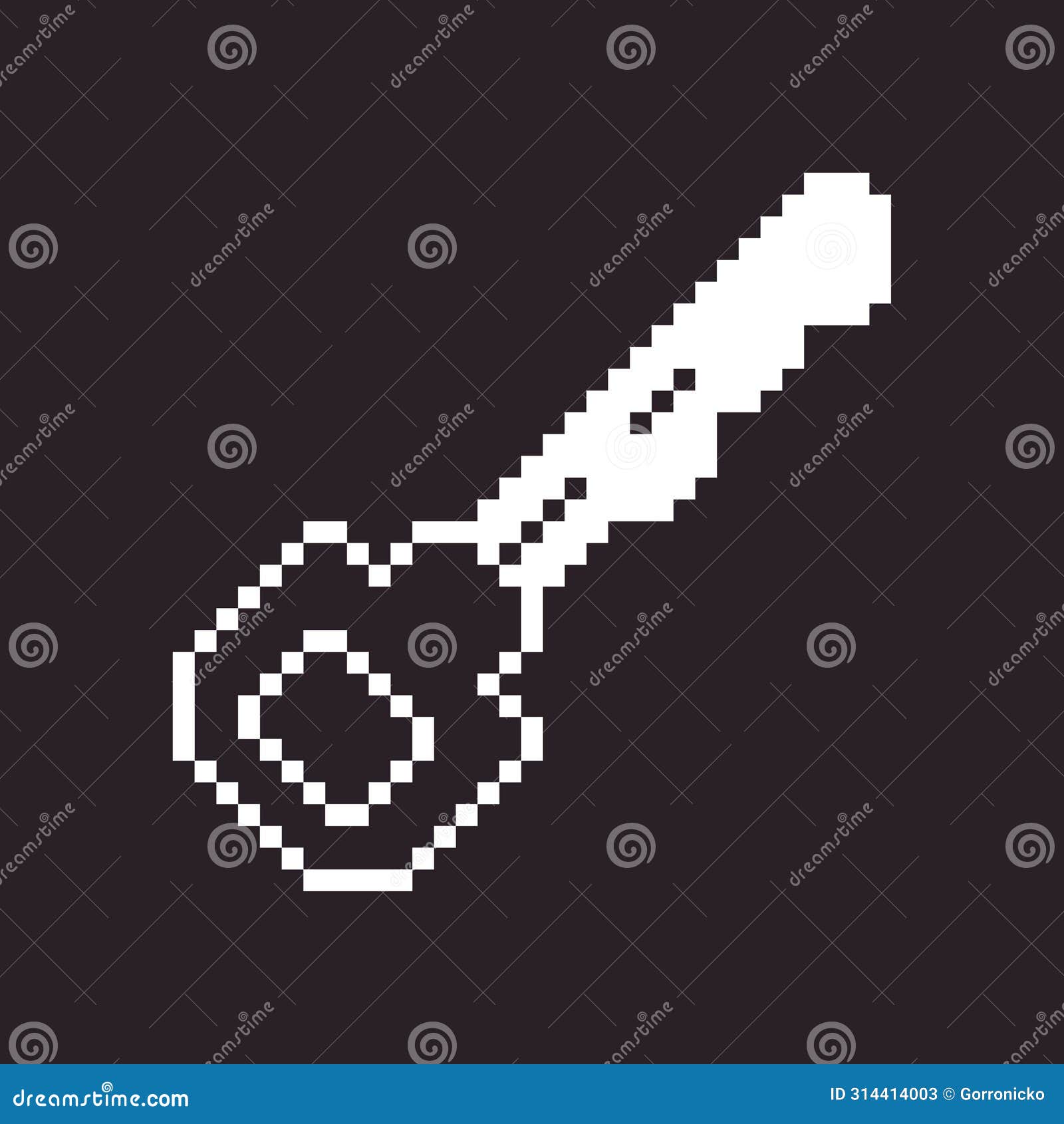 Black and White Simple 1bit Vector Pixel Art Icon of Modern Door Key ...