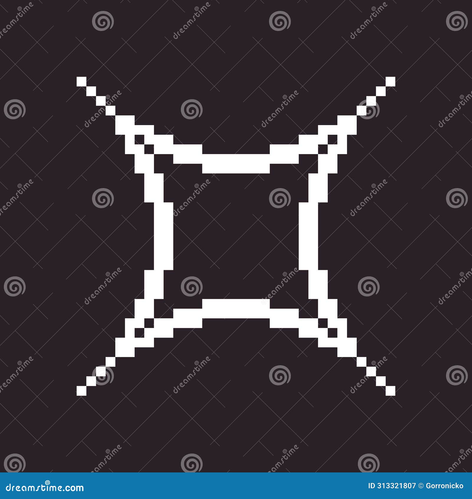 Black and White Simple 1bit Vector Pixel Art Icon of Star or Sparkle ...