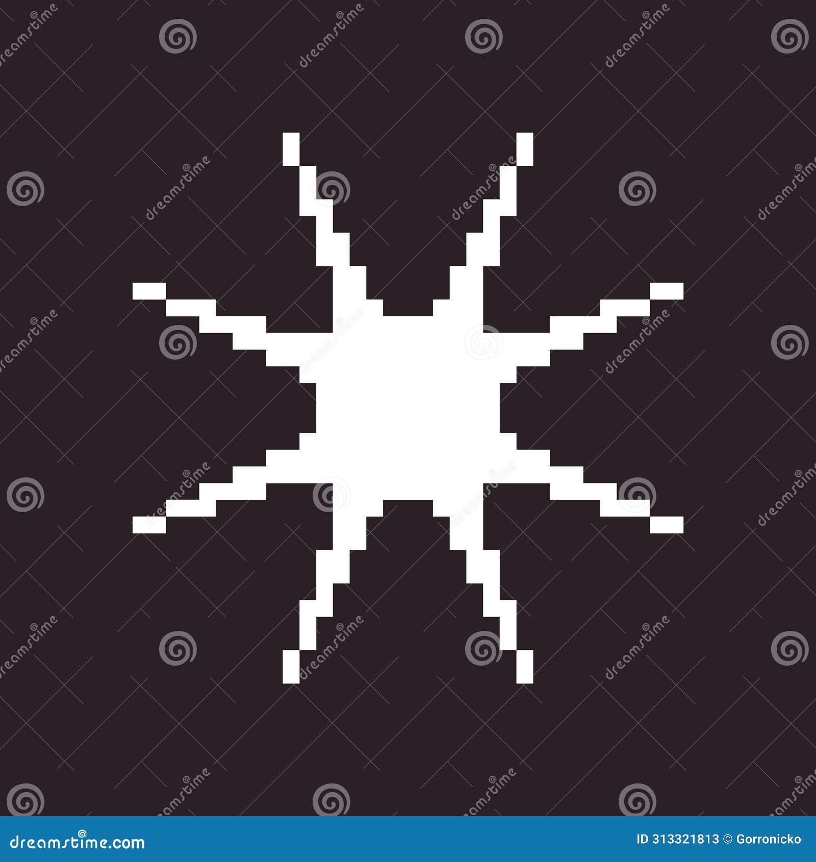 Black and White Simple 1bit Vector Pixel Art Icon of Star or Sparkle ...