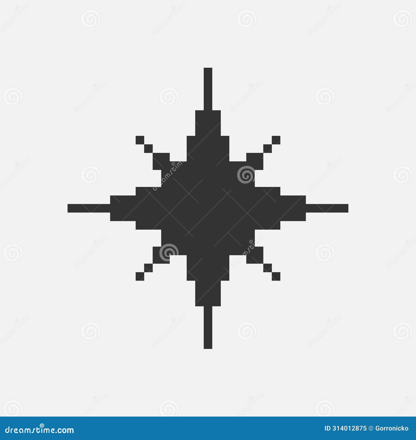 Black and White Simple 1bit Vector Pixel Art Icon of Star or Sparkle ...