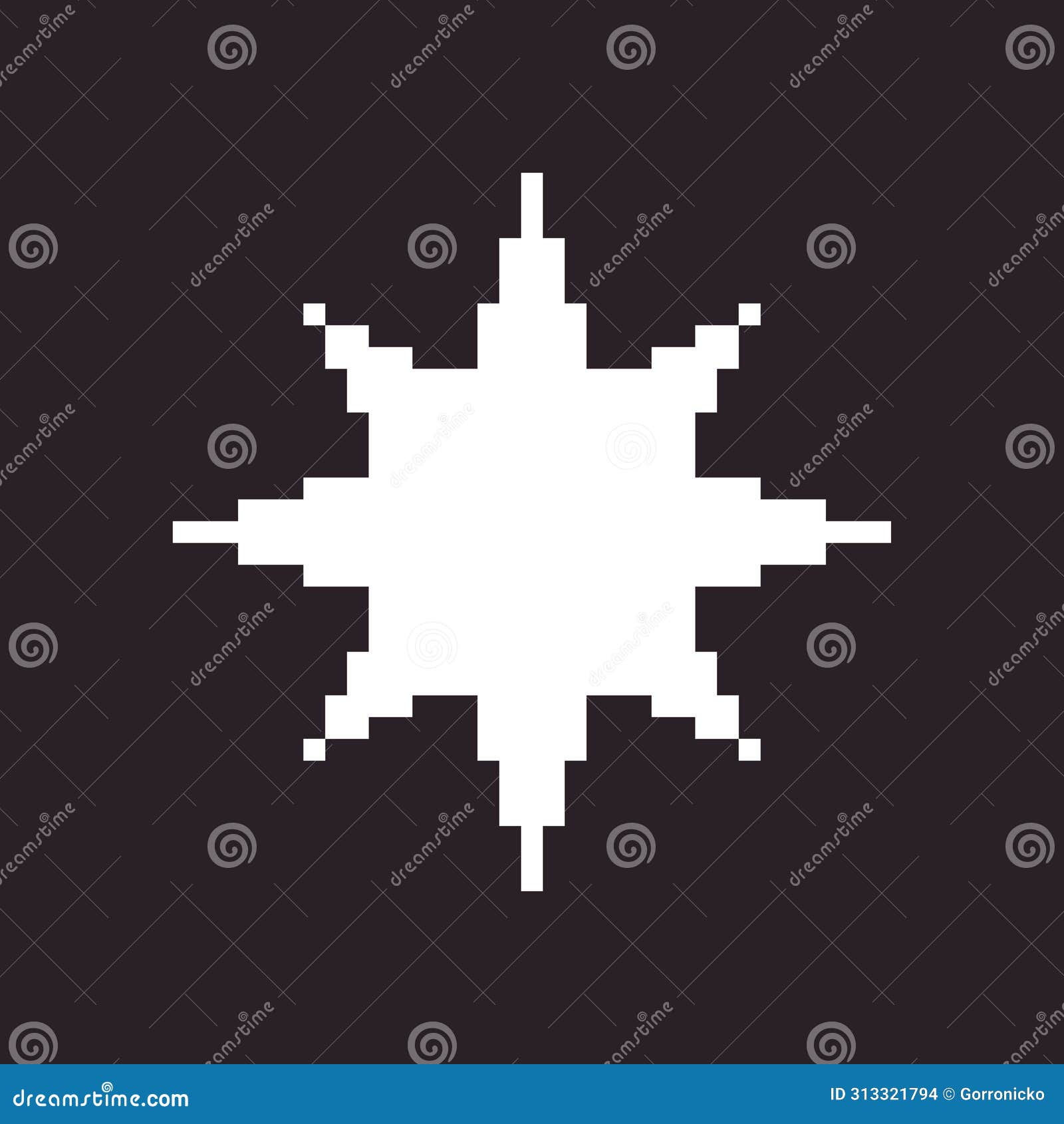Black and White Simple 1bit Vector Pixel Art Icon of Star or Sparkle ...