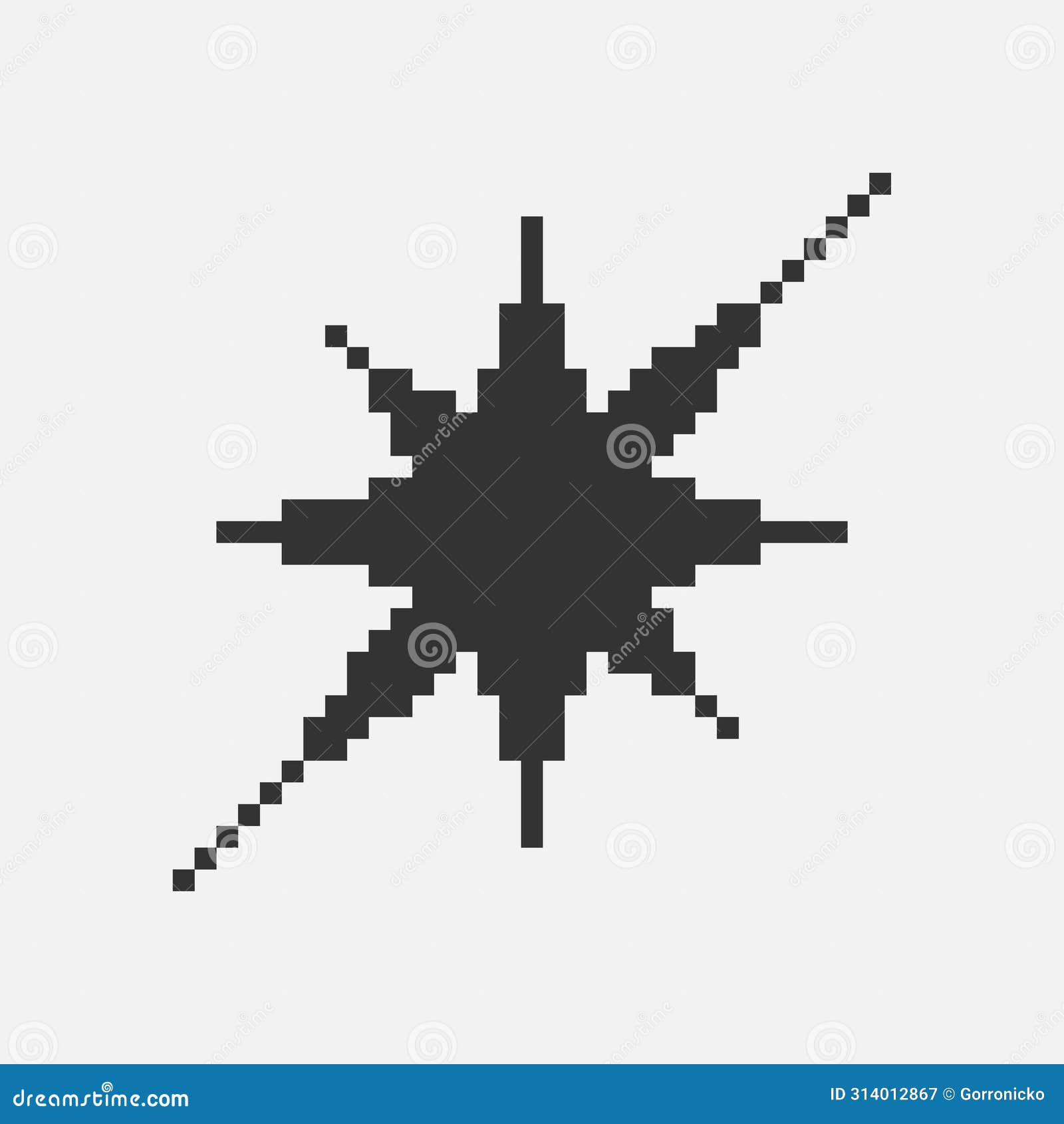Black and White Simple 1bit Vector Pixel Art Icon of Star or Sparkle ...