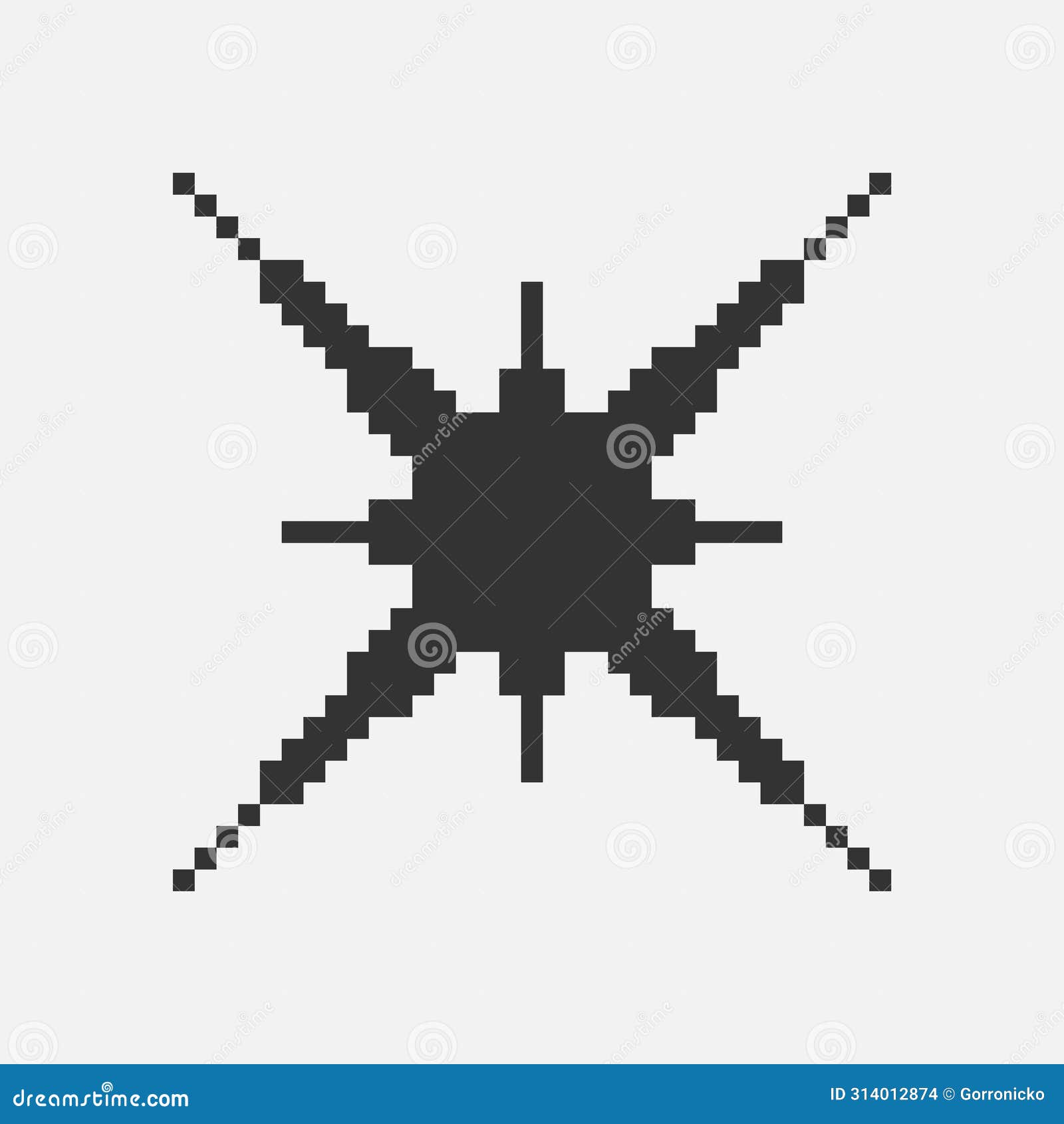 Black and White Simple 1bit Vector Pixel Art Icon of Star or Sparkle ...
