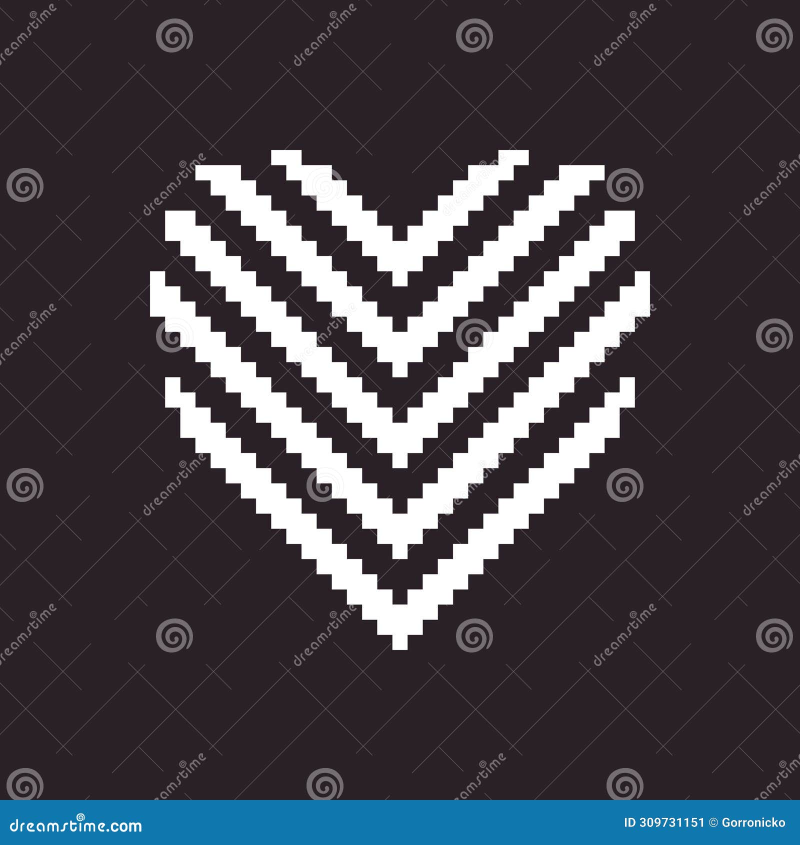 Black and White Simple Flat 1bit Pixel Art Abstract Arrow Down Striped ... Black and White Simple Flat 1bit Pixel Art Abstract Arrow Down Striped ...