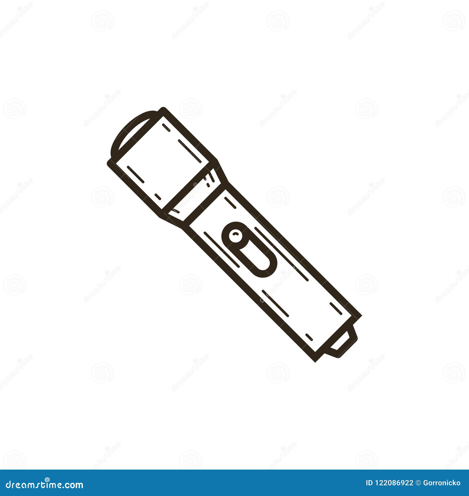 Black and White Simple Vector Line Art Flashlight Icon Stock ...