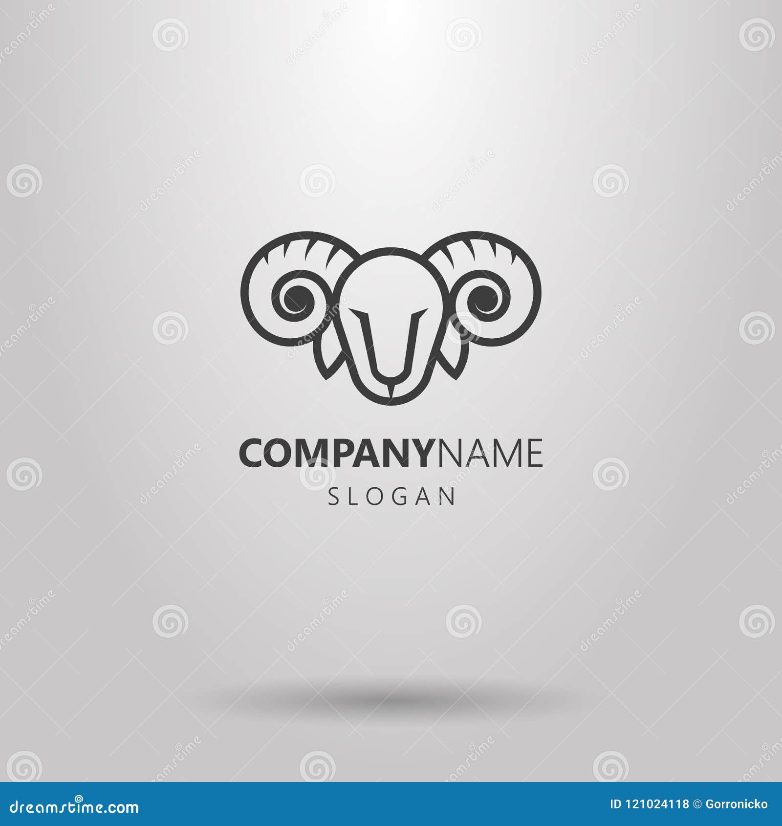 Black and White Simple Vector Line Art Ram Head Logo Stock Illustration ...