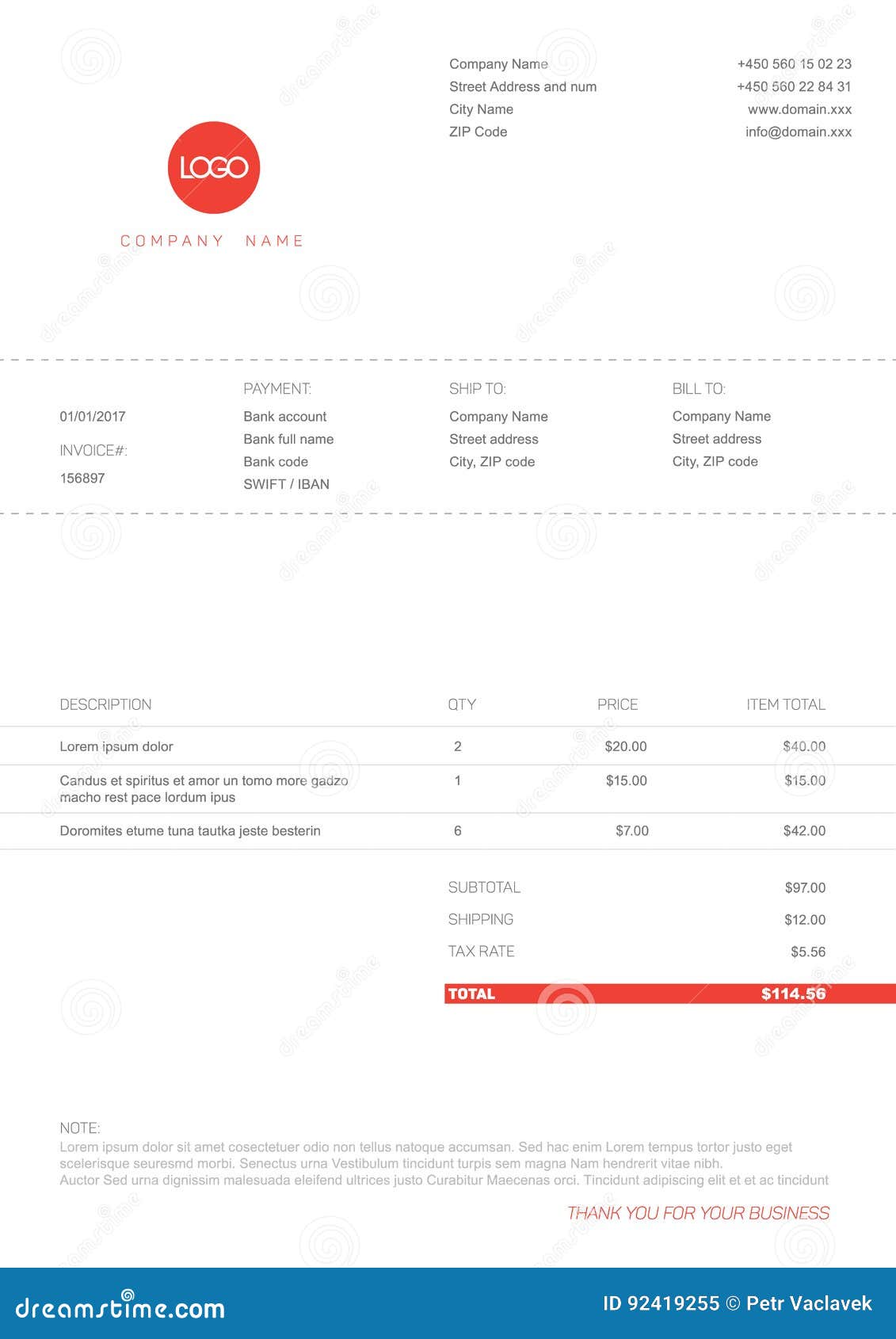 Black and White Simple Invoice Template Stock Vector - Illustration of ...