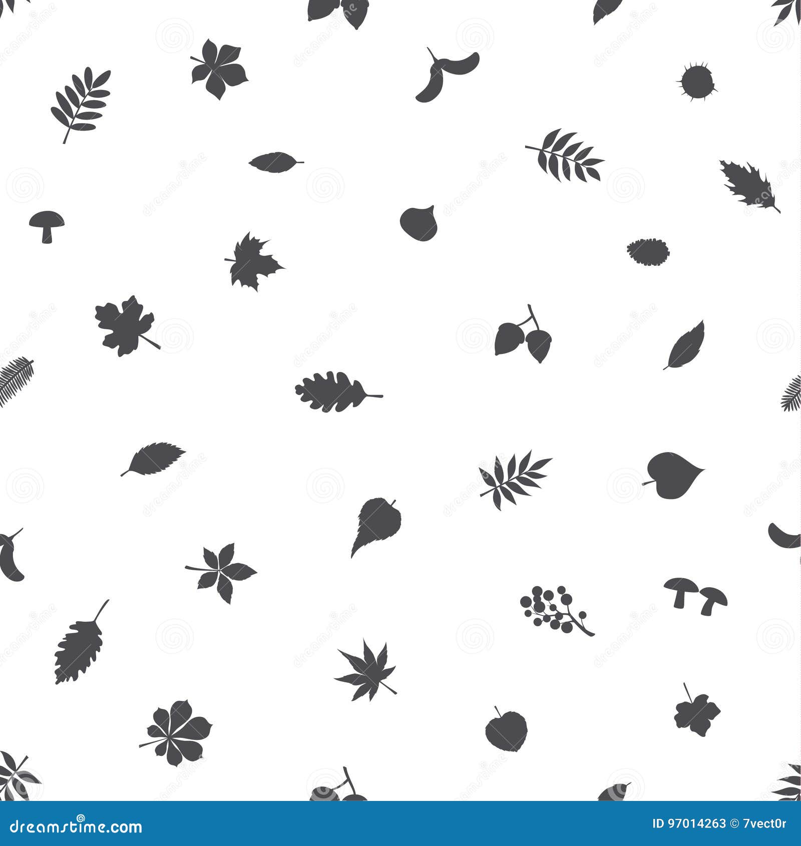 Black and White Simple Pattern with Autumn Fall Leaves Stock Vector ...
