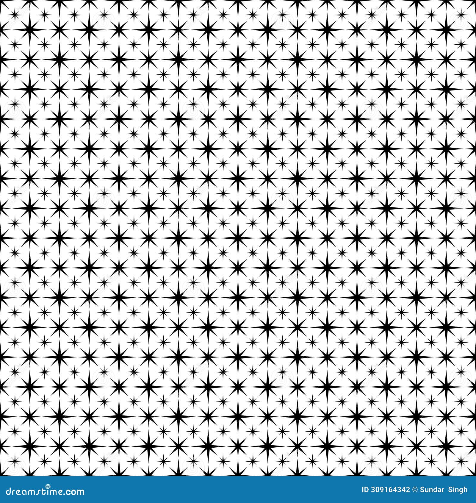 Black and White Simple Star Different Shape Geometric Seamless Pattern ...