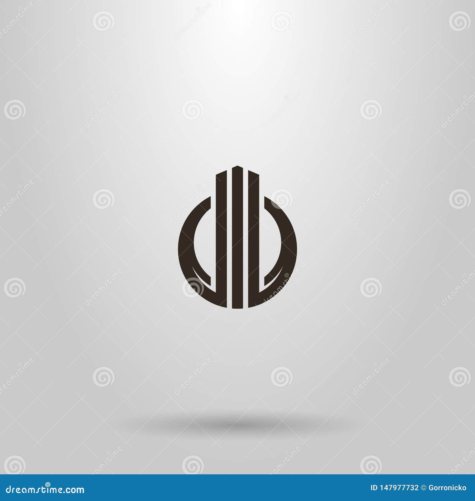 Simple Vector Abstract Sign of Three Pillars Rising Up in a Round Frame ...
