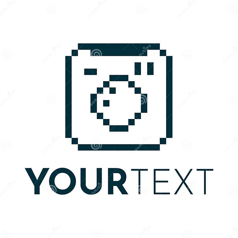 Simple Vector 1bit Pixel Art Emblem of Square Abstract Camera Editorial ...