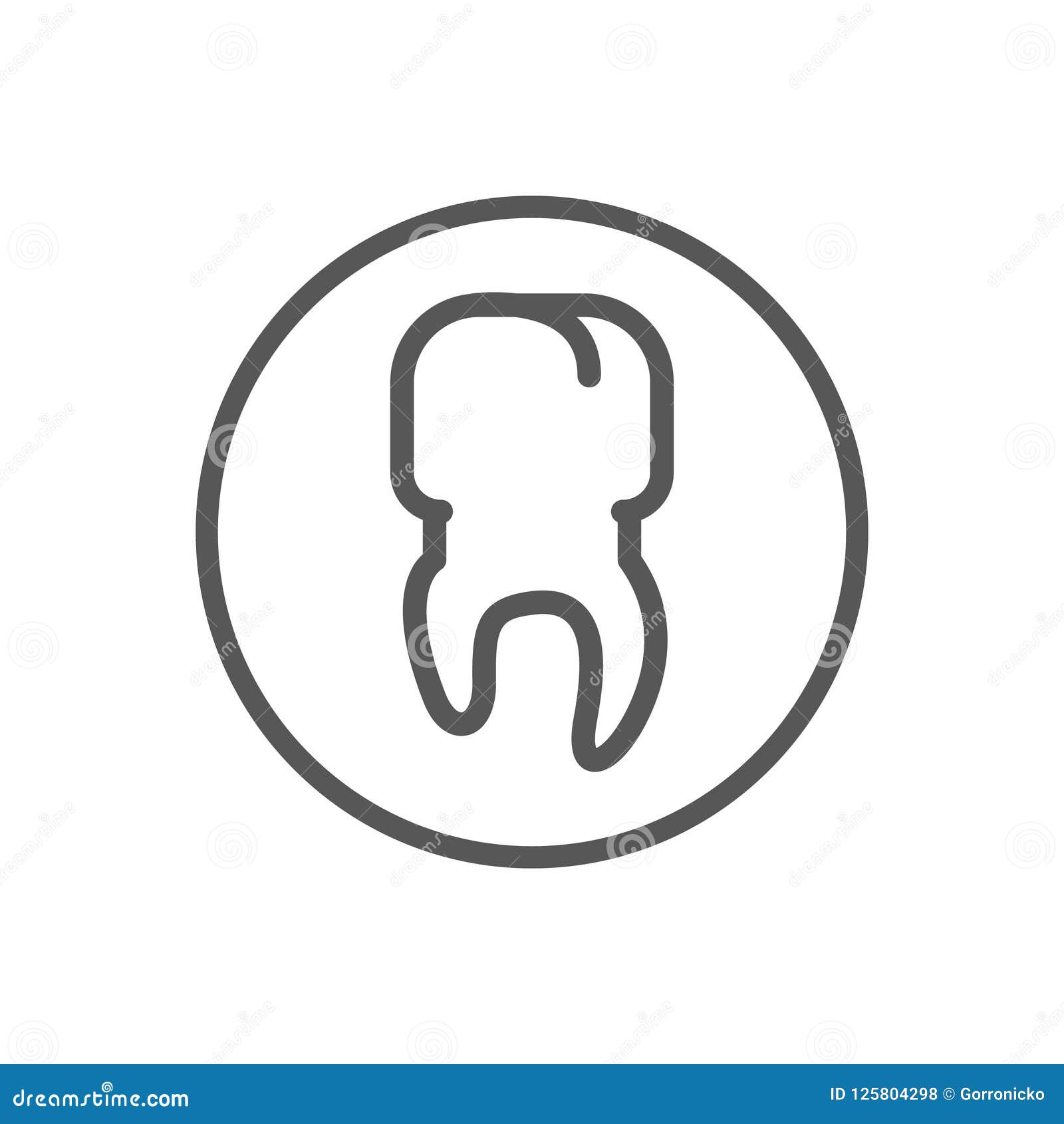 Simple Vector Line Art Icon of Tooth in the Round Frame Stock Vector ...