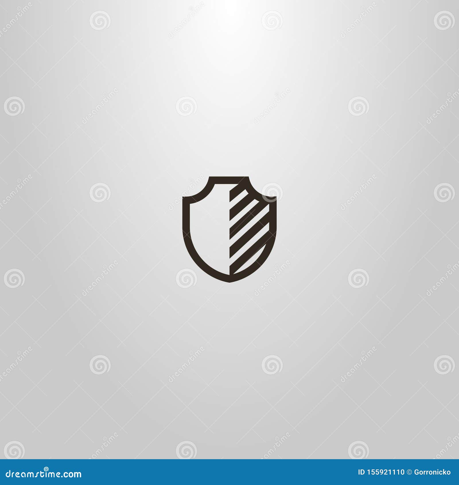 Simple Vector Line Art Sign of a Medieval Half-striped Shield Stock ...