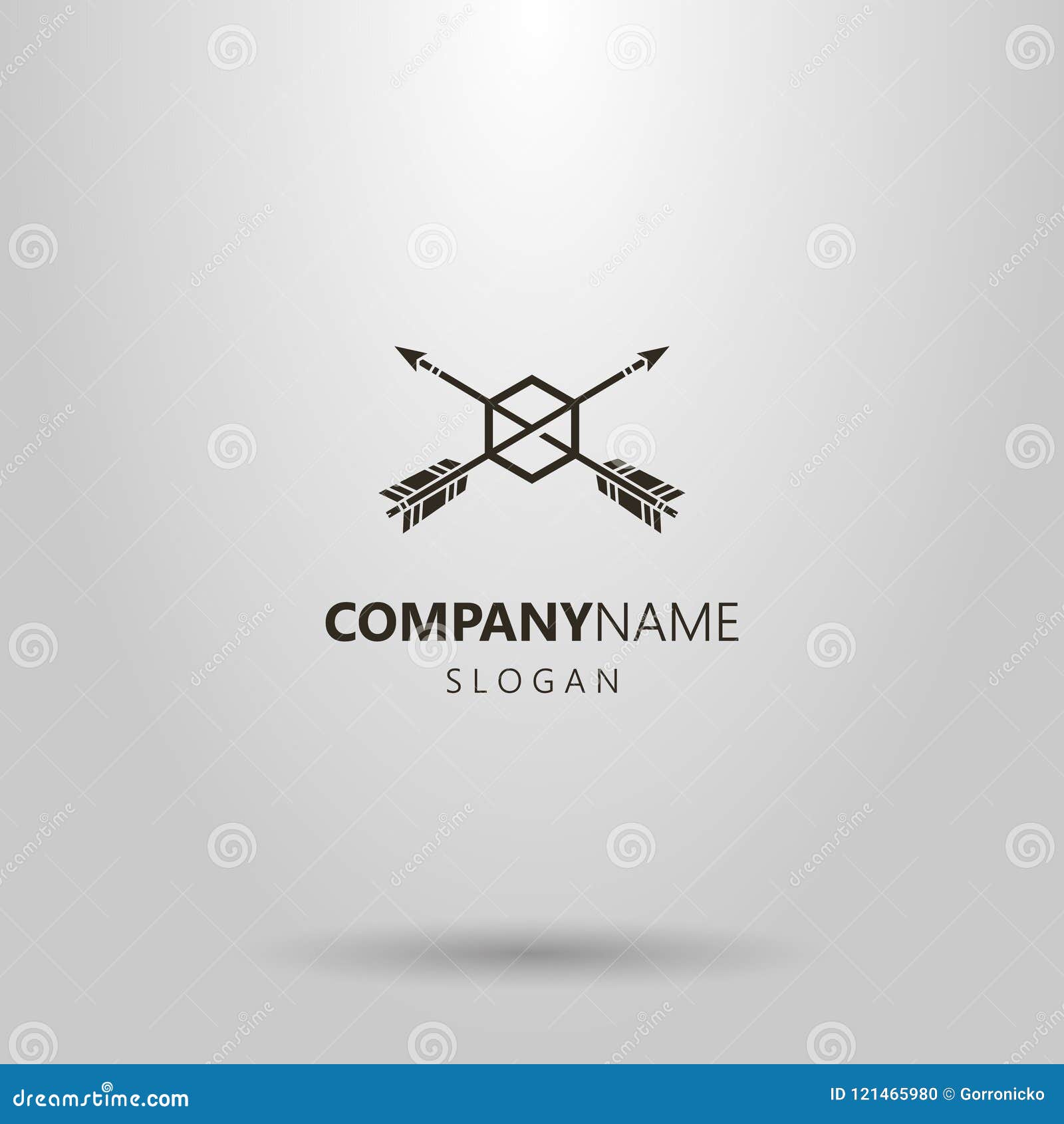 Simple Vector Logo of Two Arrows Piercing Hexagon Stock Vector ...