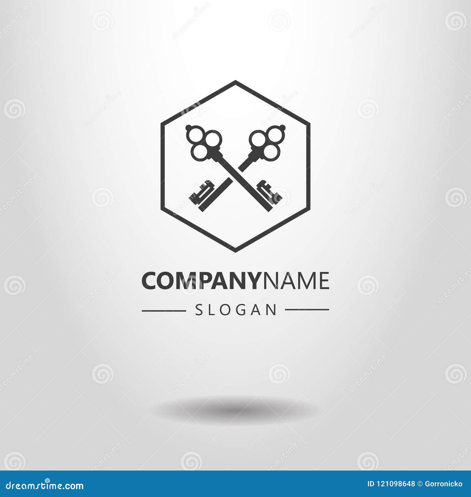 Simple Vector Logo of Two Crossed Keys in a Hexagon Frame Stock Vector ...