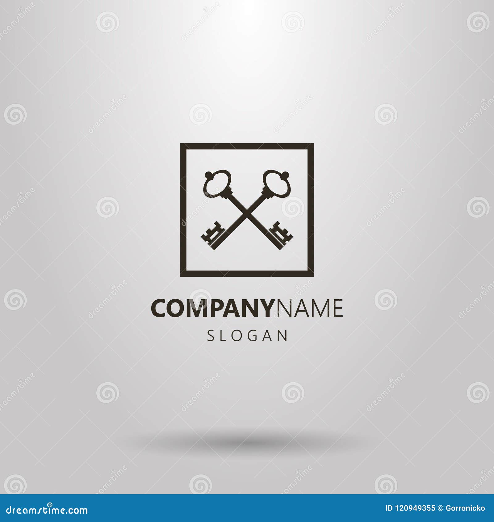 Simple Vector Logo of Two Crossed Keys in a Square Frame Stock ...