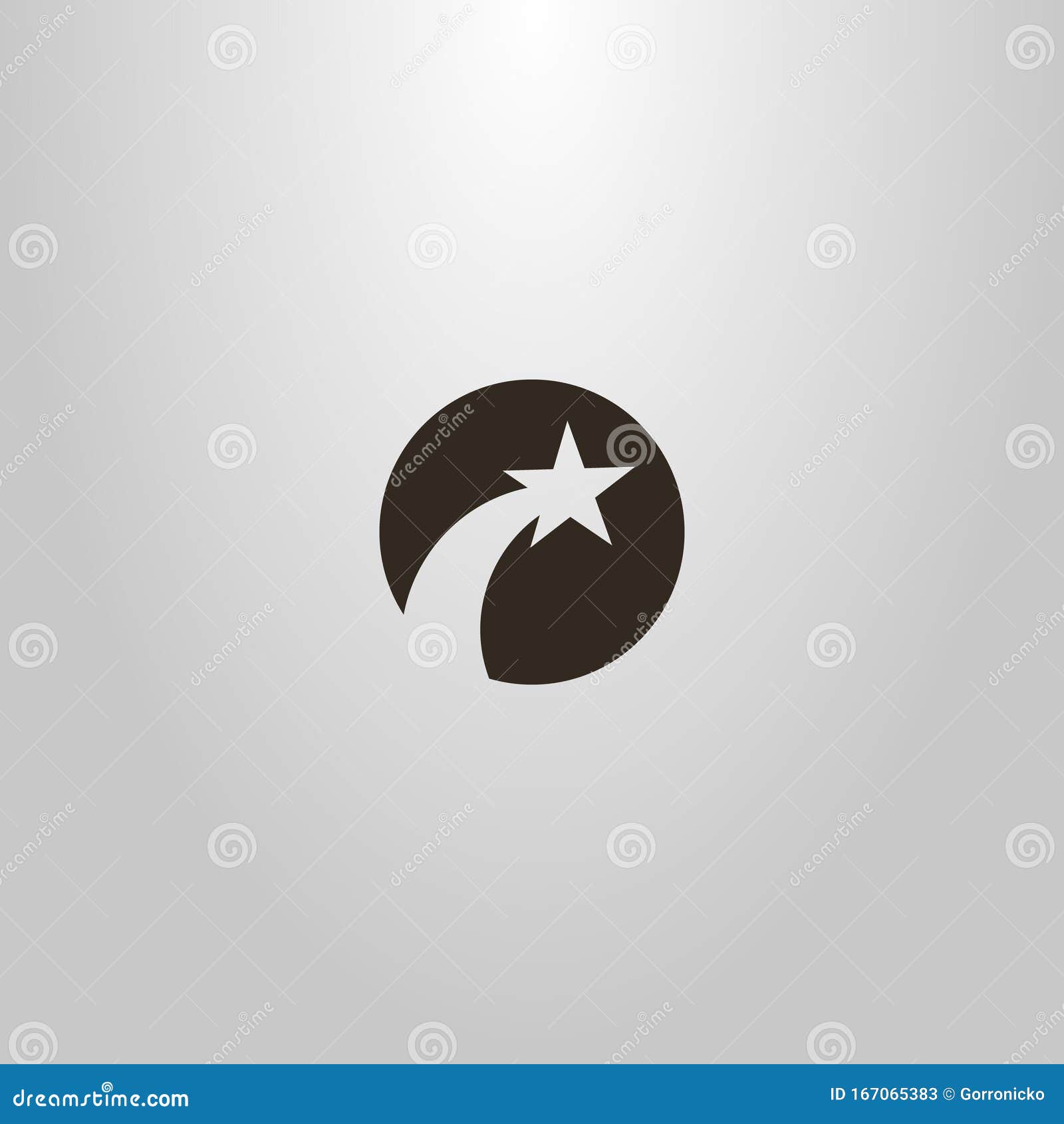 Simple Vector Negative Space Round Sign of a Flying Star or Comet Stock ...