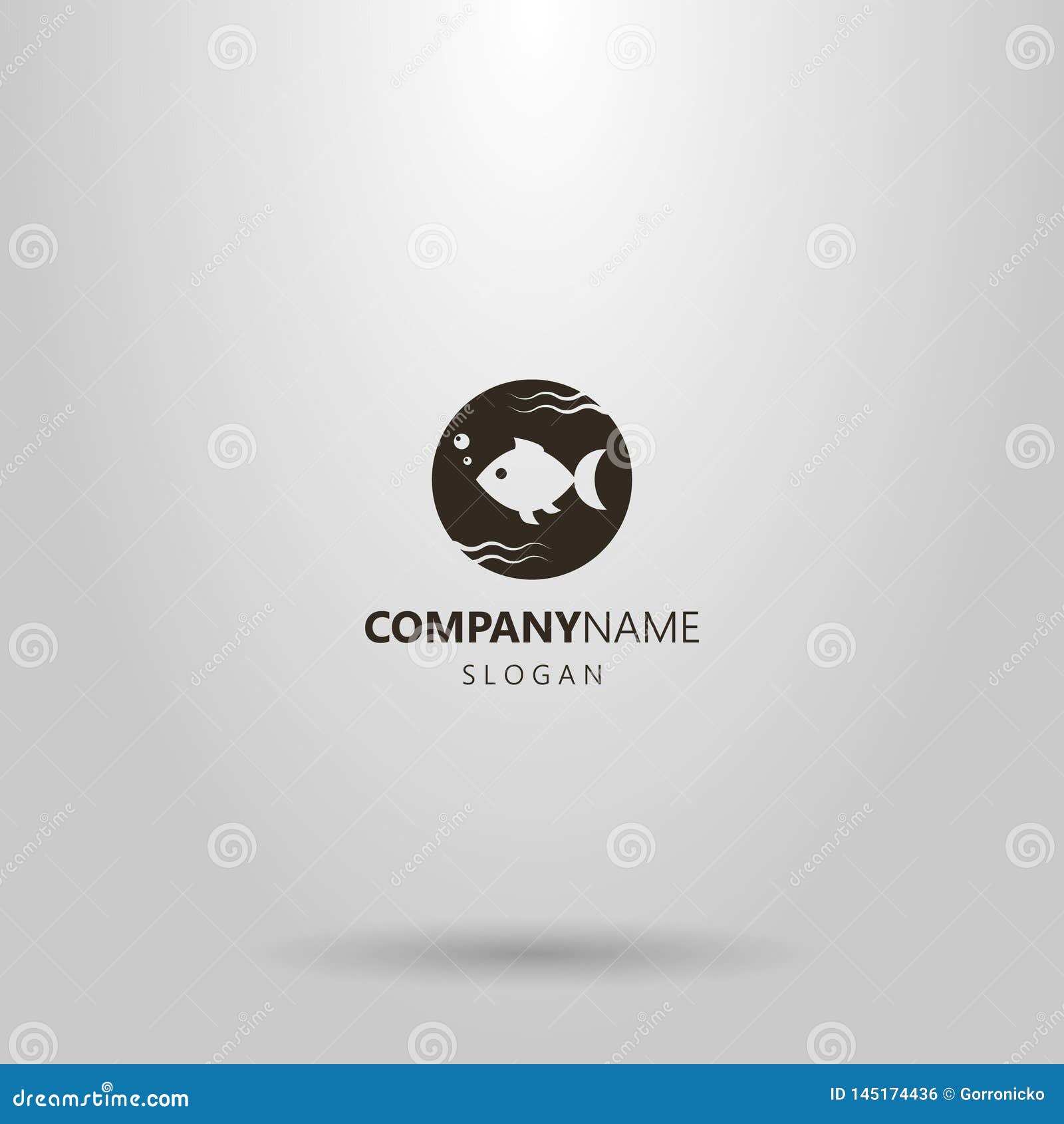 Simple Vector Round Negative Space Round Logo of Fish Swimming in Water ...