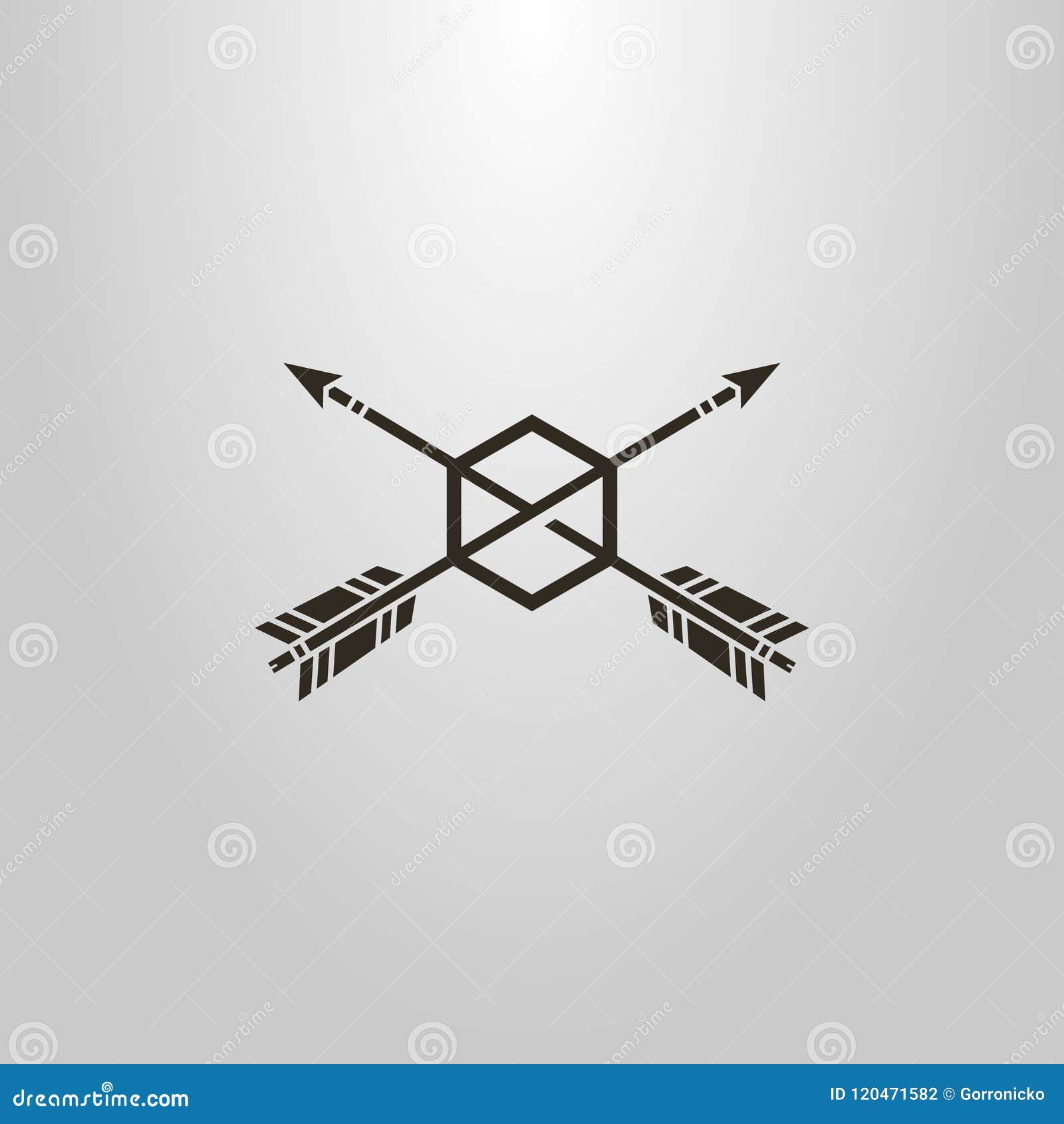 Simple Vector Symbol of Two Arrows Piercing Hexagon Stock Vector ...