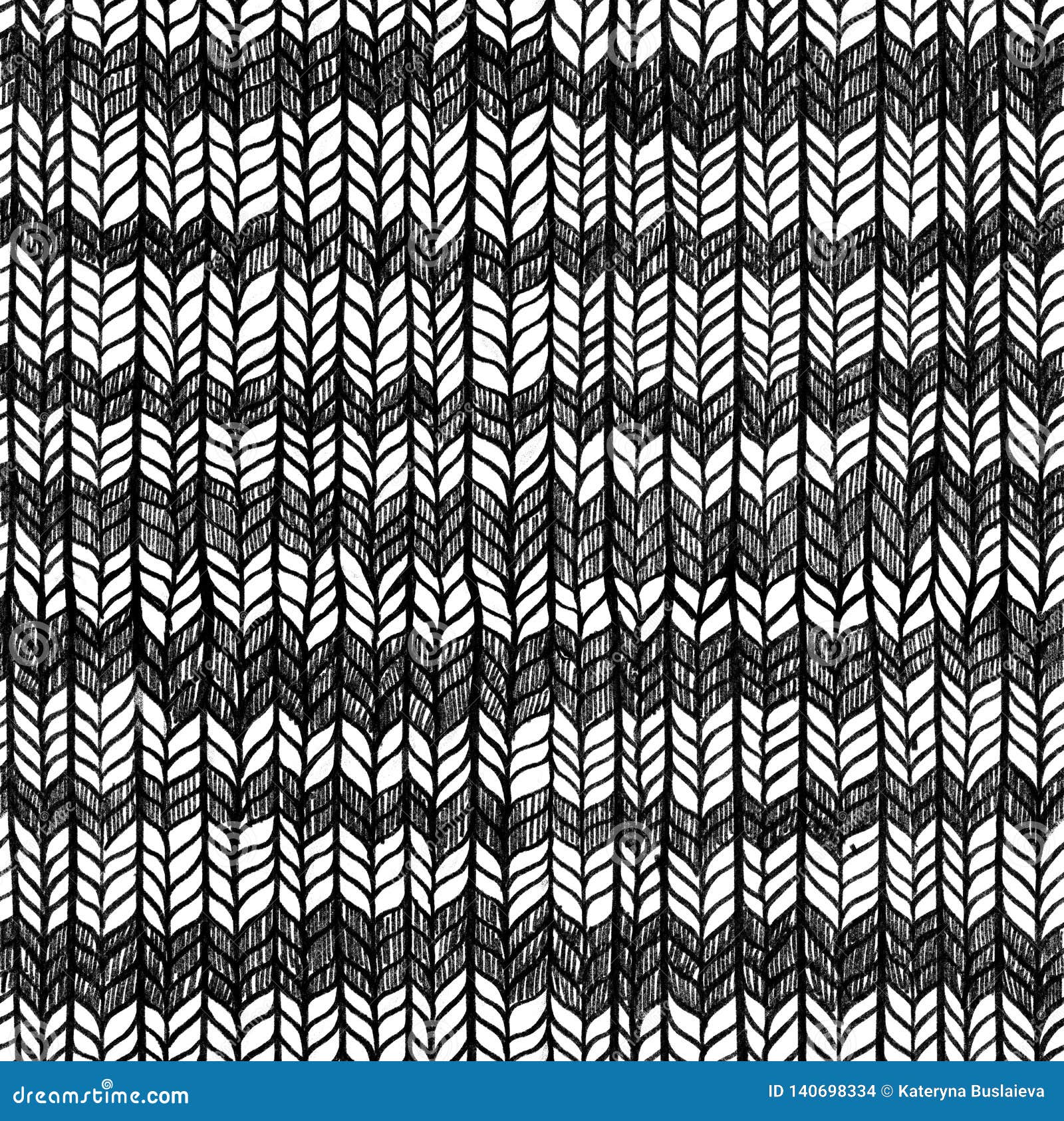 Black and White Sketch Knit Texture Seamless Pattern Stock Illustration ...