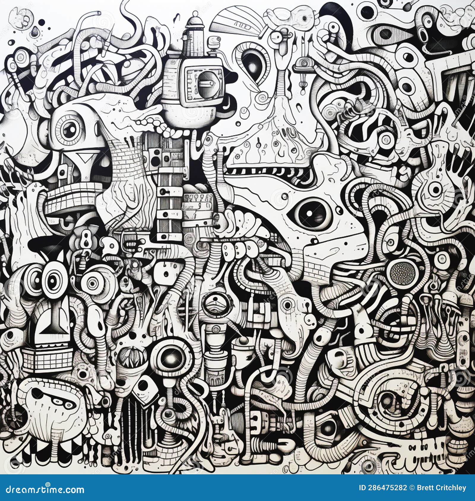 Black and White Sketch Original Art Drawing Stock Illustration ...