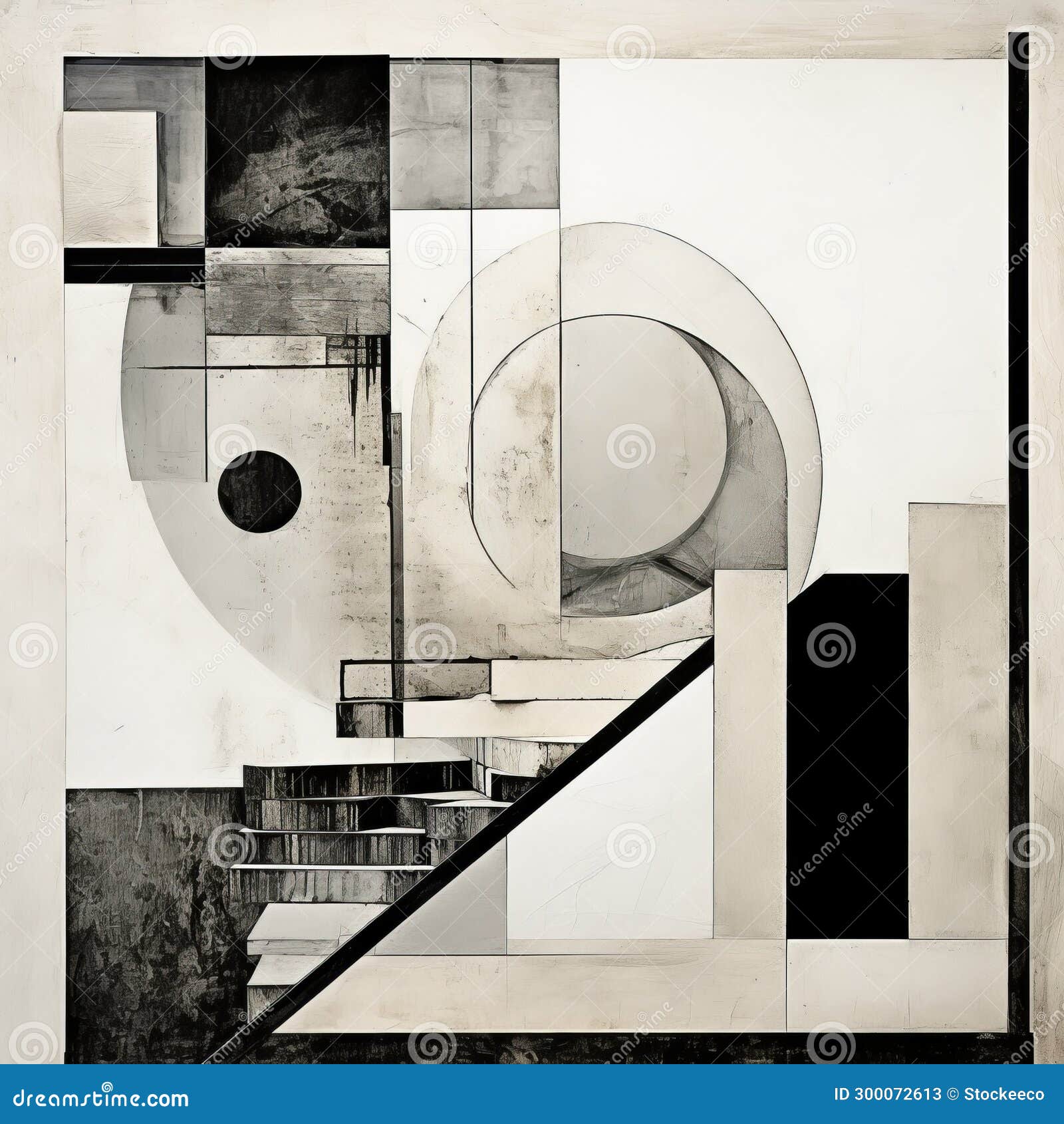 Cubist Deconstruction: Drawings with Circles and Stair Steps Stock ...