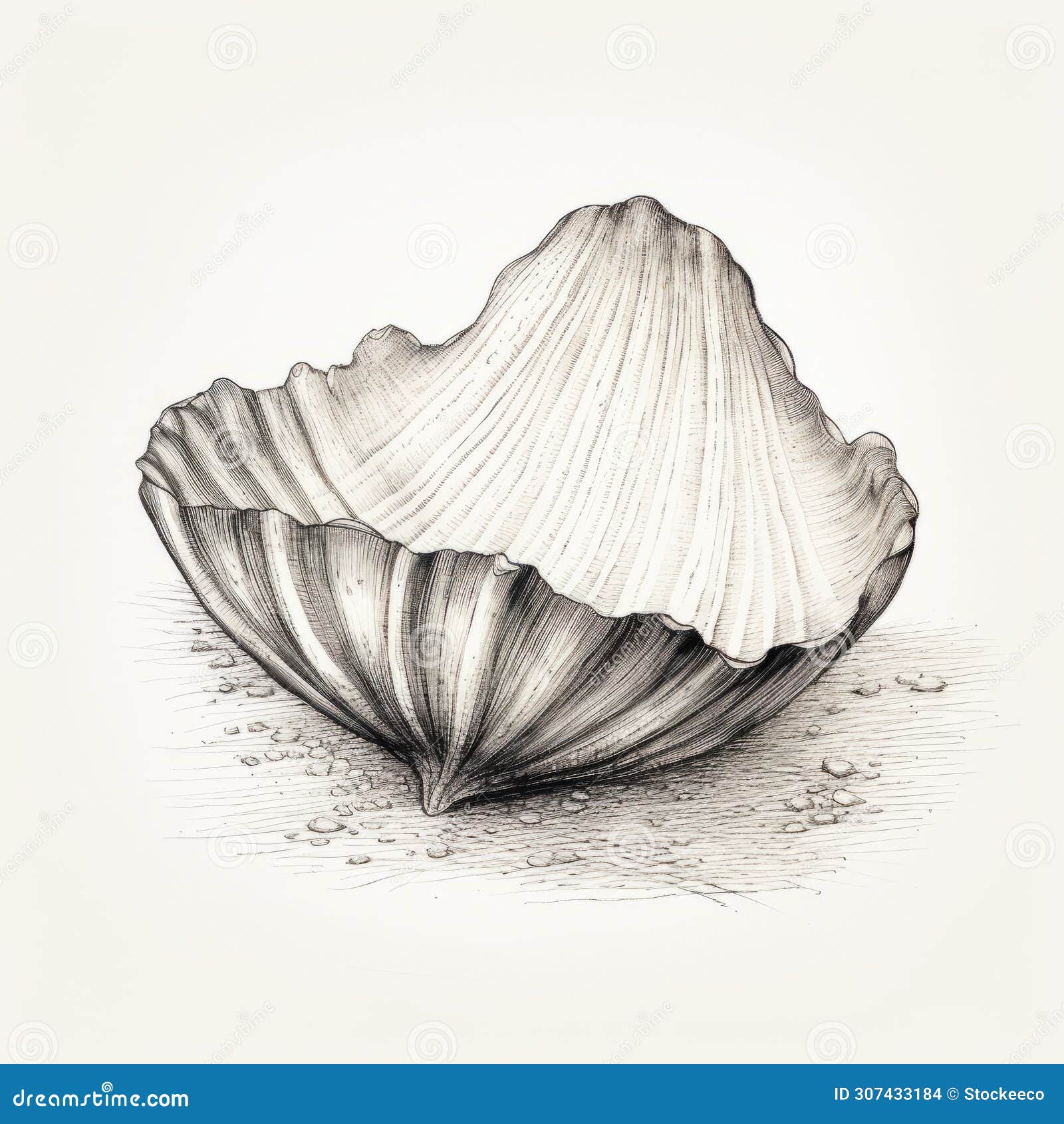 Hand Drawn Oyster Shell Illustration with Realistic Landscapes and Soft ...