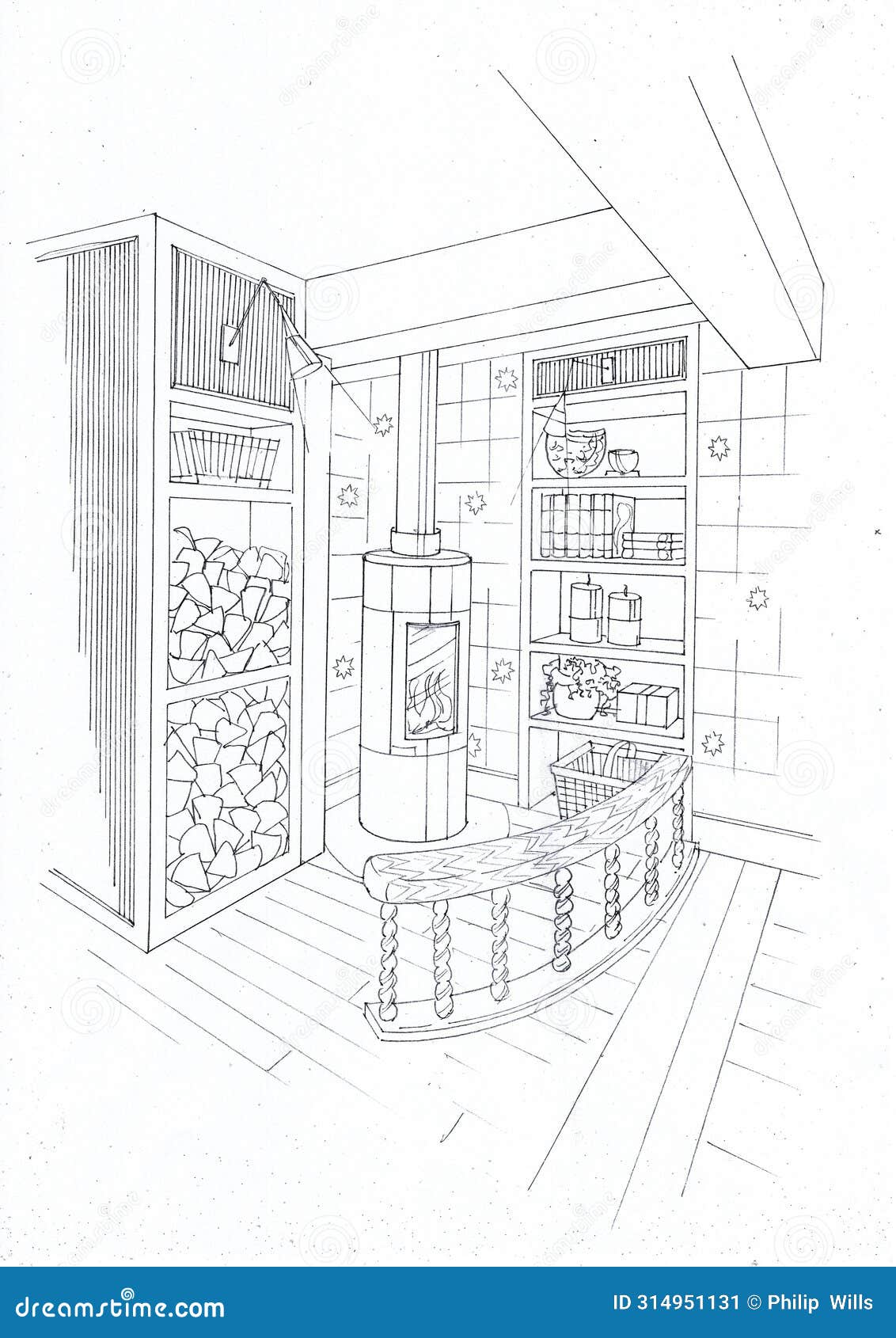 Black and White Sketch for a Snug. Stock Illustration - Illustration of ...