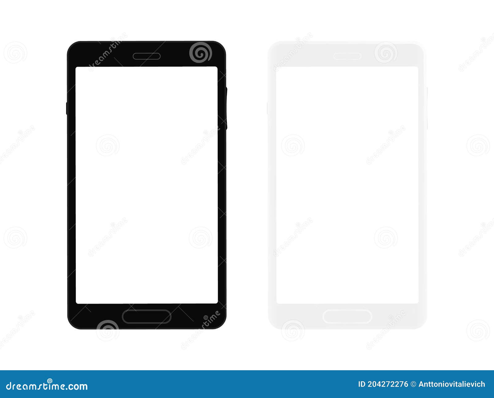 Black and White Smartphone. Mockup Empty Mobile Phone. Blank White ...