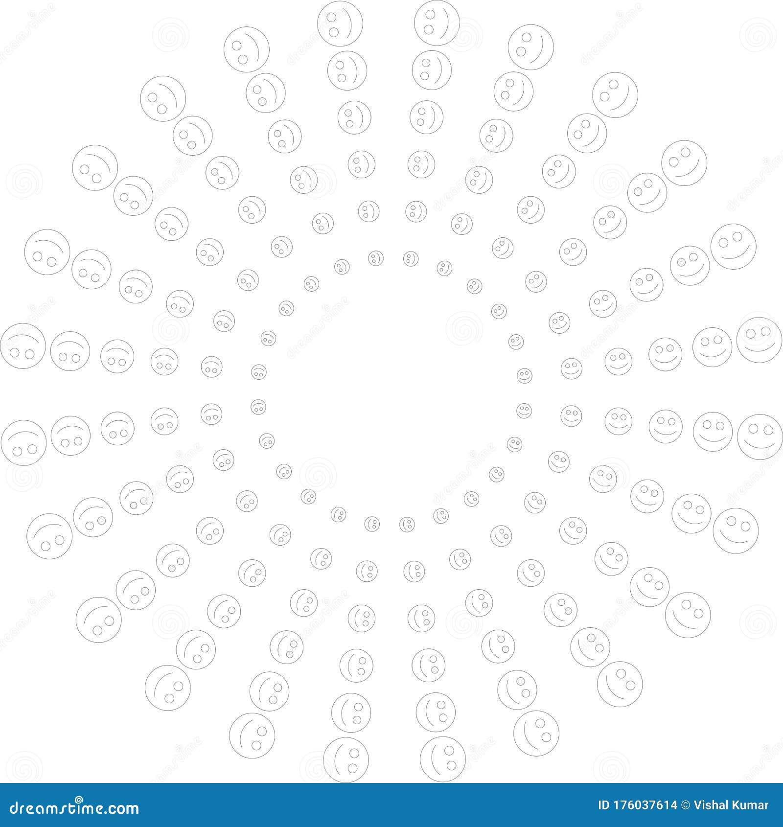 Black and White Smile Mandala Illustration. Decoration, Pattern. Stock ...