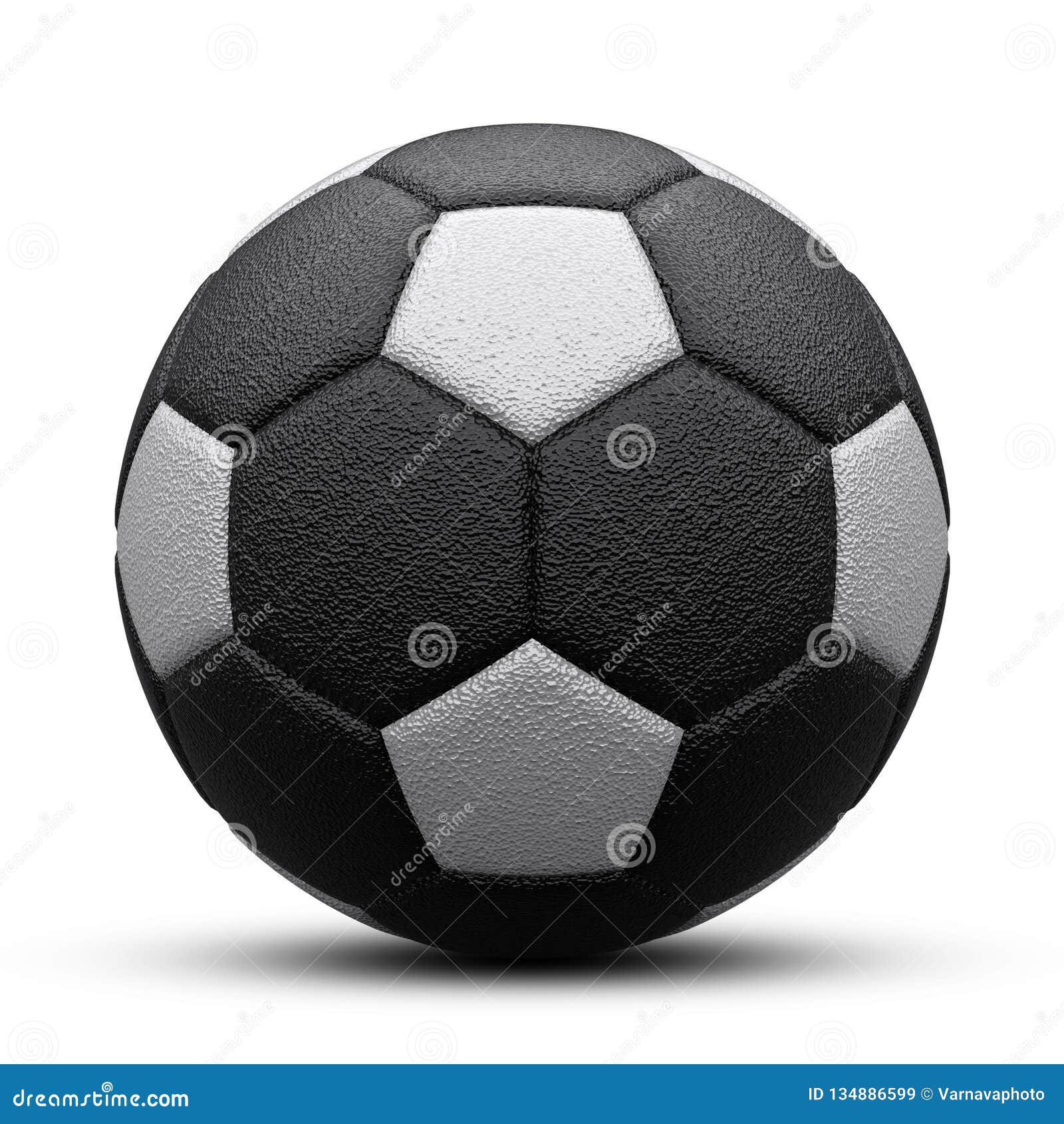 Black and White Soccer Ball with Shadow. Isolated on White. 3d Render ...