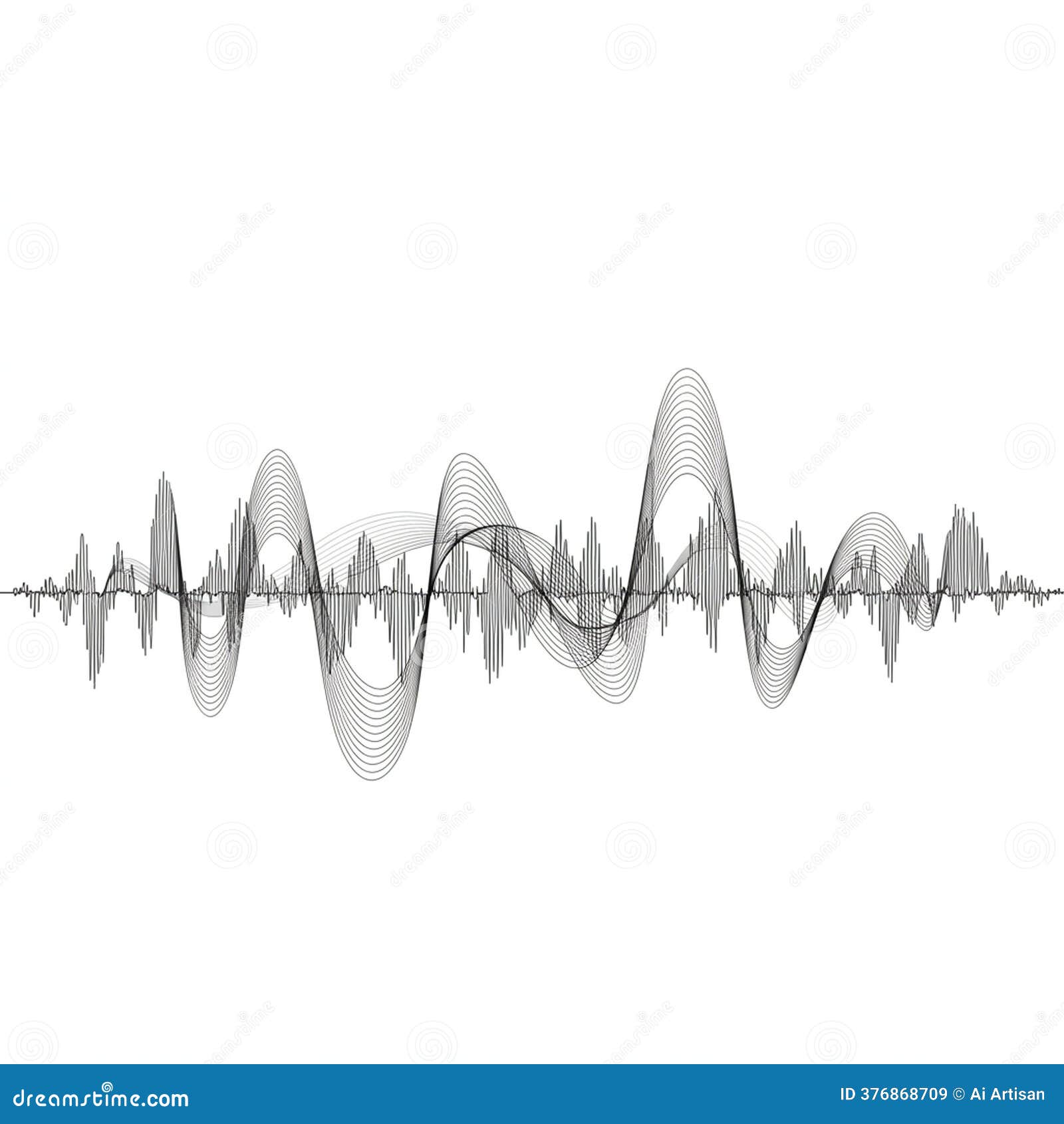 Black And White Sound Wave Illustration Depicting Complex, Overlapping ...