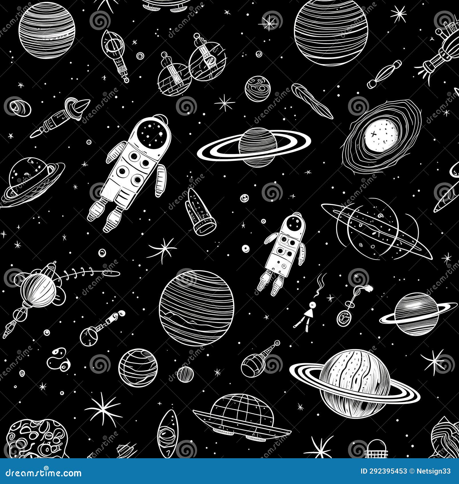 Black and White Space Pattern Stock Illustration - Illustration of ...