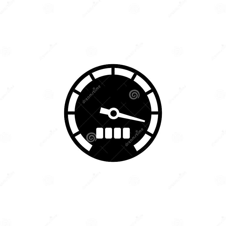 Black and White Speedometer Icon for Dashboard Interface Design Stock ...