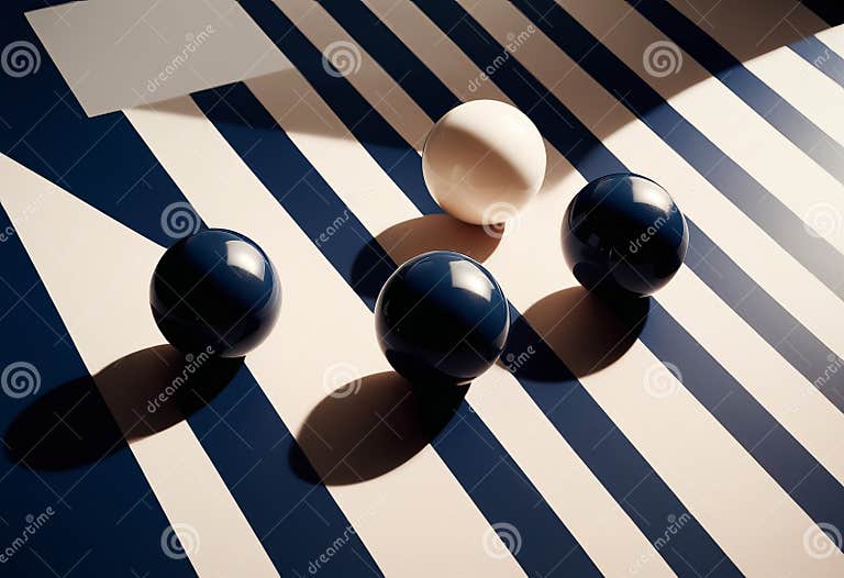 Black and White Spheres on a Striped Surface with Dramatic Lighting ...