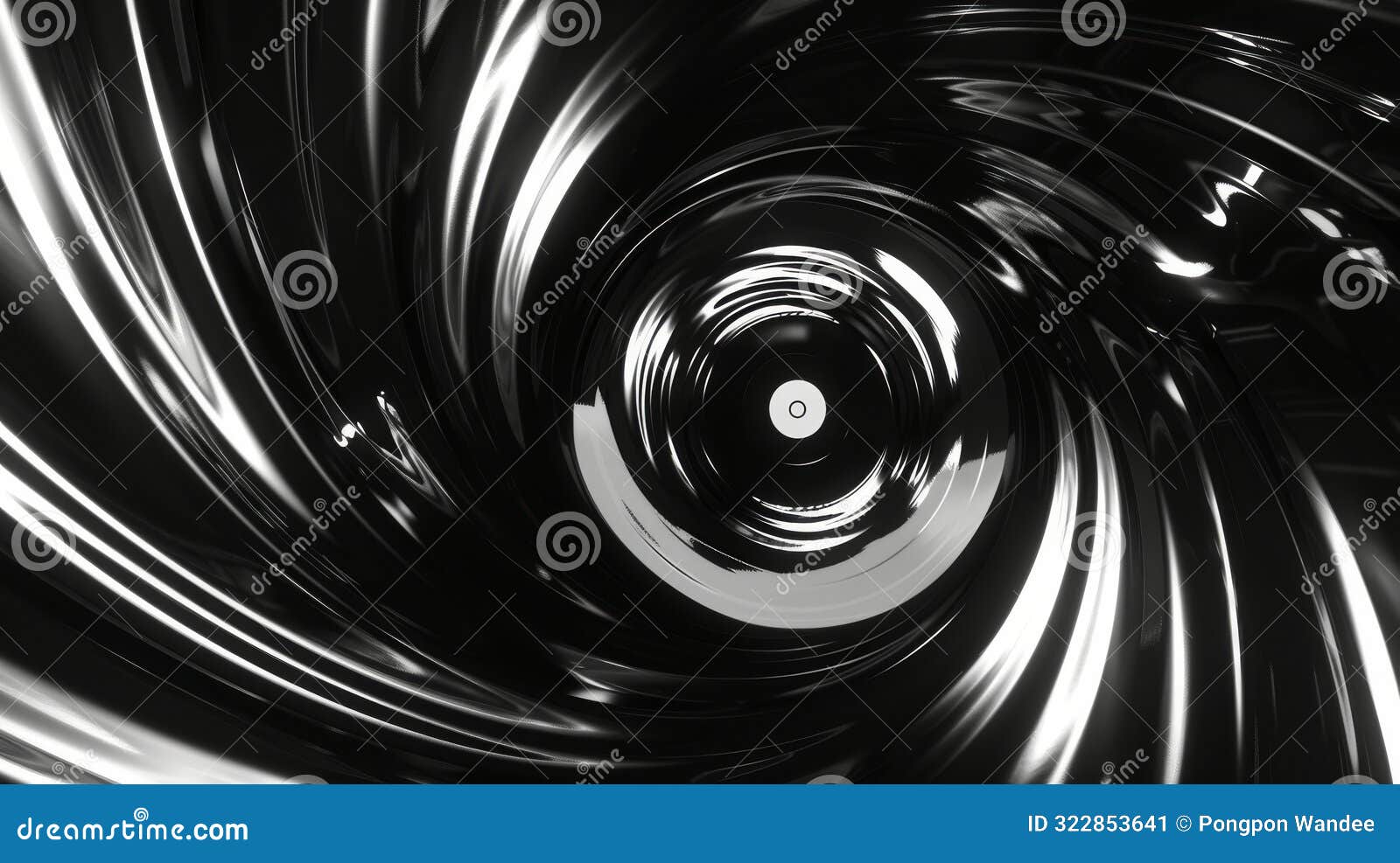 Black and White Spiral with a Hole in the Middle. a Chrome Vinyl Record ...