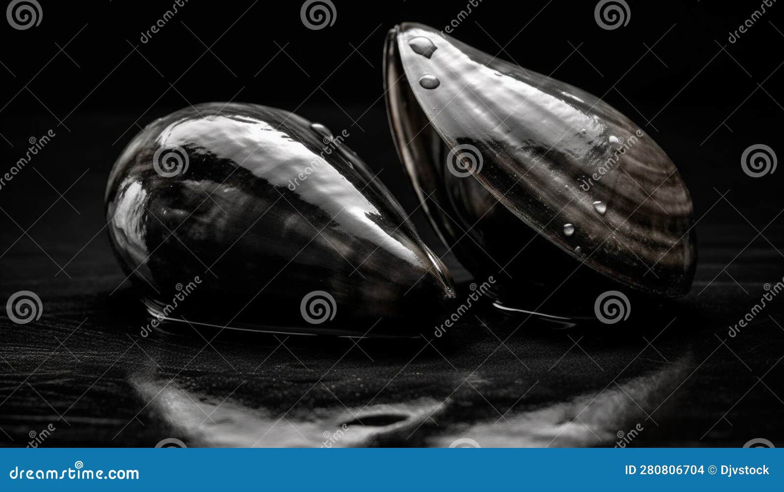 Black and White Spiral Shell, a Beautiful Souvenir from Underwater Generated by AI Stock ...