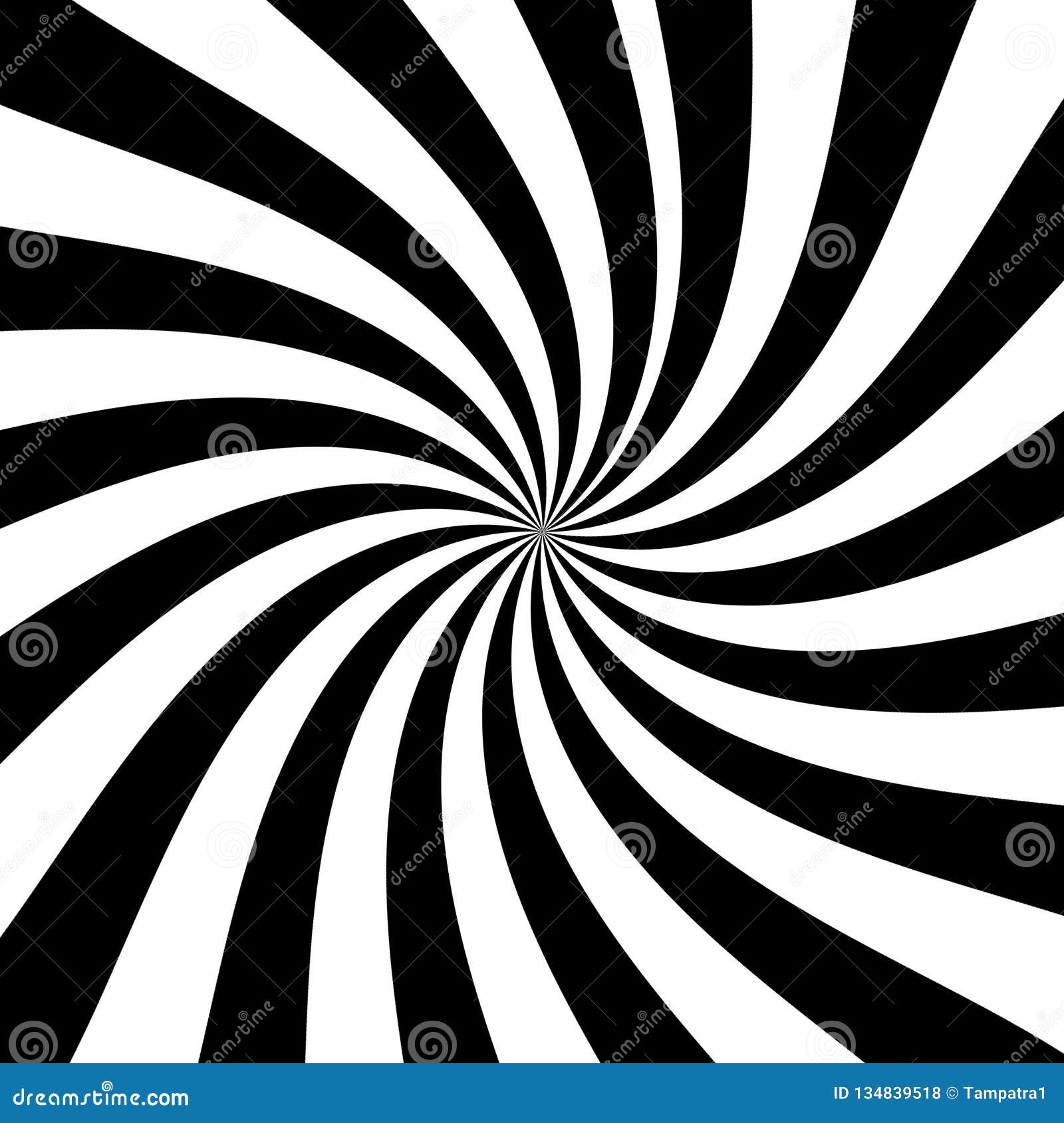 Black and White Spiral Strips in a Tunnel. Ray Burst Style Background ...