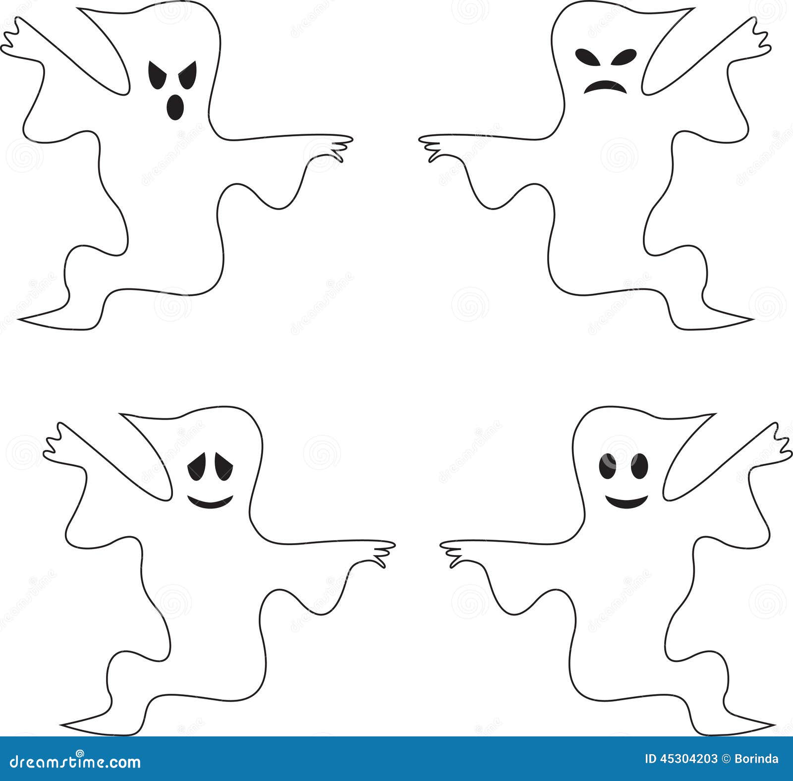 Black and White Spooky Ghost Illustrations Stock Illustration ...