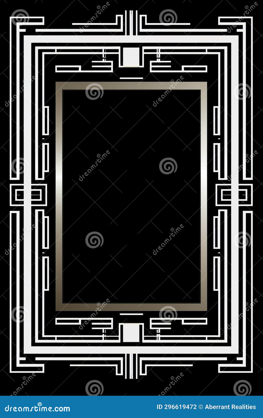 A Black and White Square Frame on a Black Background Stock Illustration ...