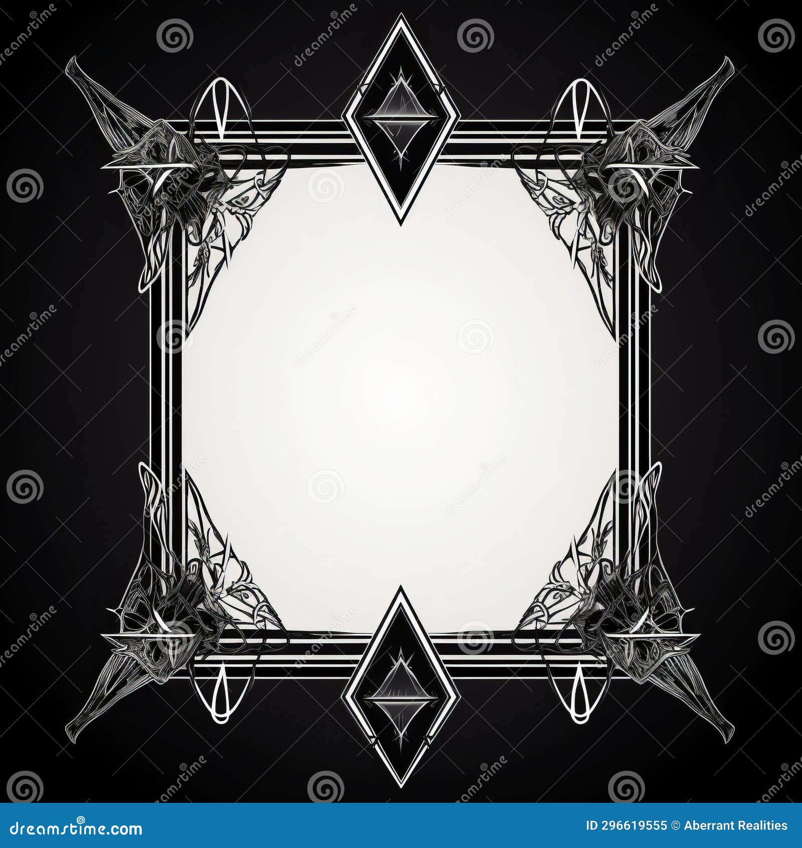 A Black and White Square Frame with an Ornate Design Stock Illustration ...