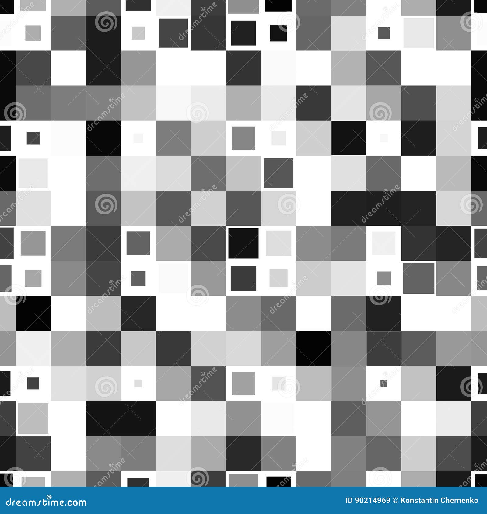 Black and White Square Pixel Mosaic Seamless Pattern. Stock Vector ...