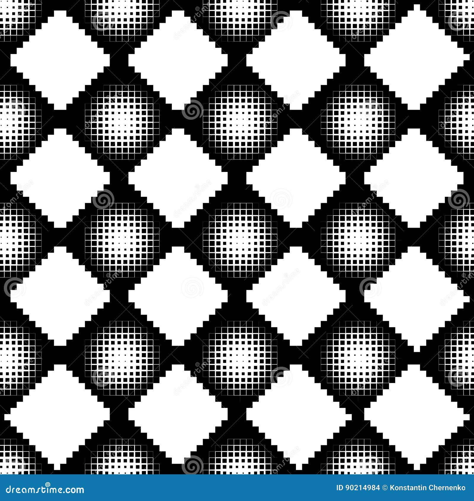 Black and White Square Pixel Mosaic Seamless Pattern. Stock Vector ...